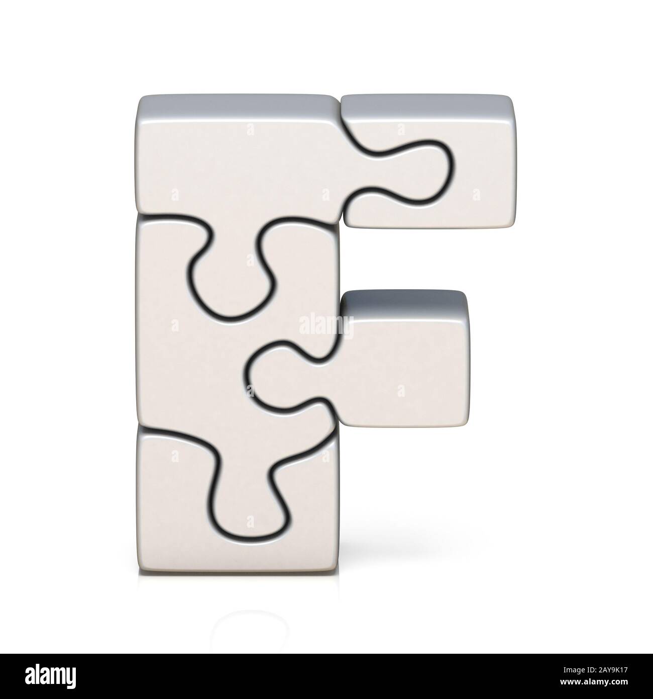 White puzzle jigsaw letter F 3D Stock Photo - Alamy