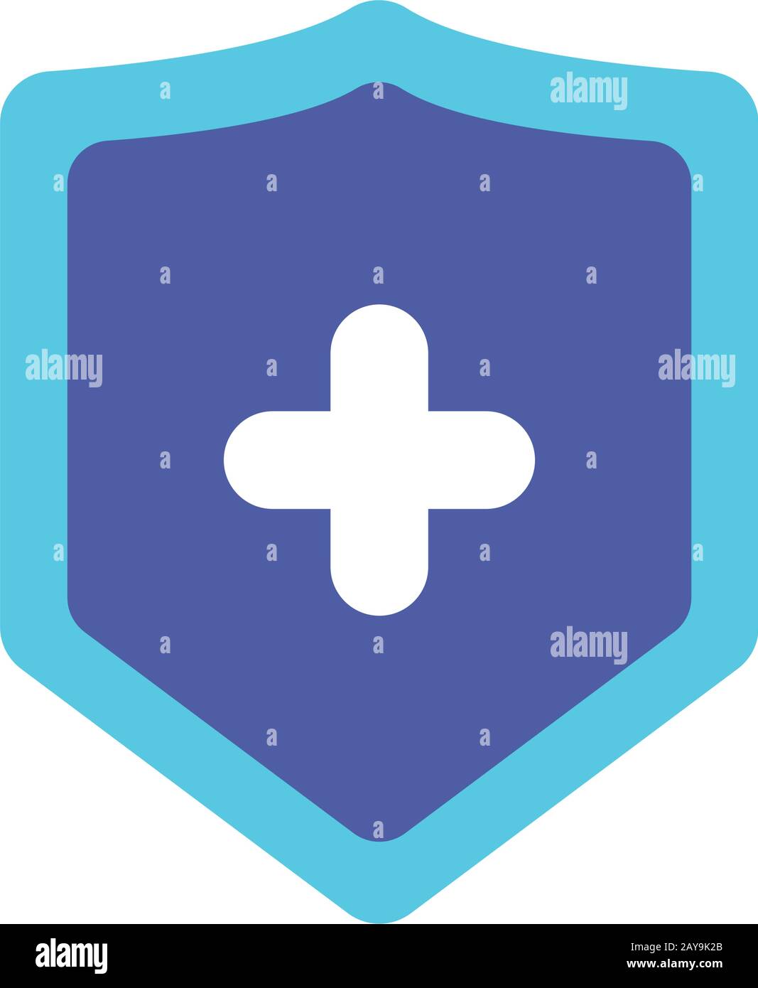 shield with cross icon over white background, flat style and colorful ...