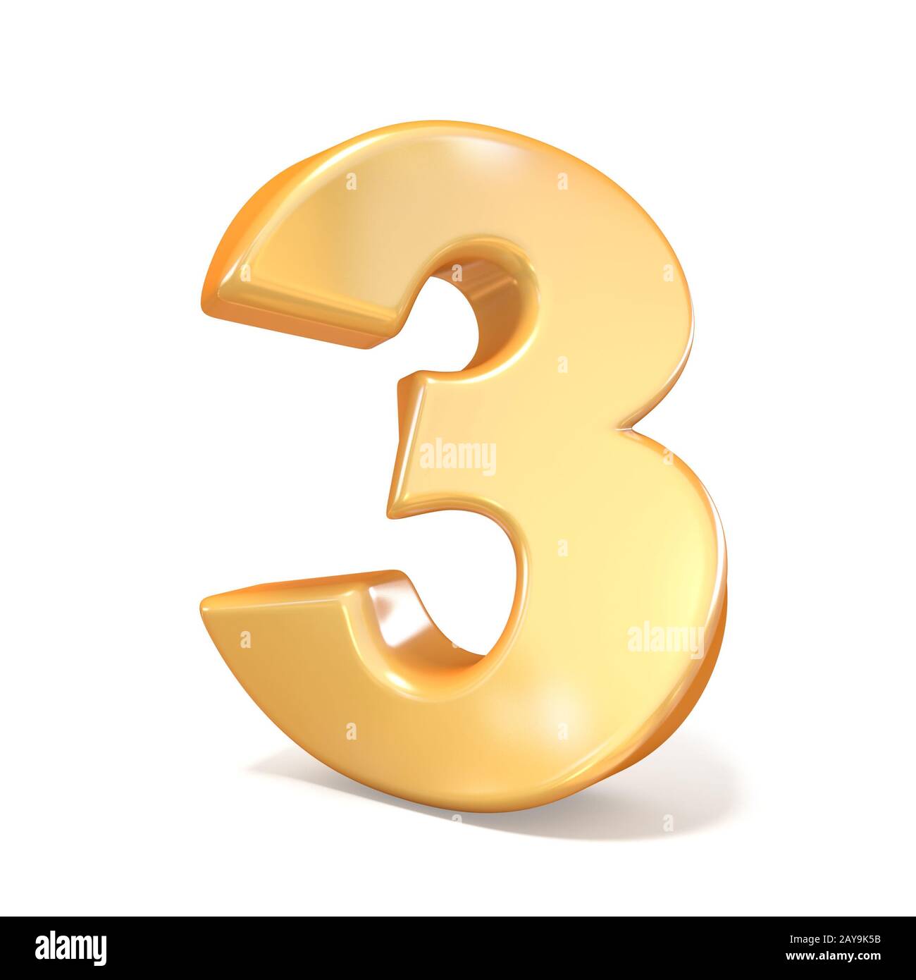 Orange twisted font number THREE 3 3D Stock Photo - Alamy