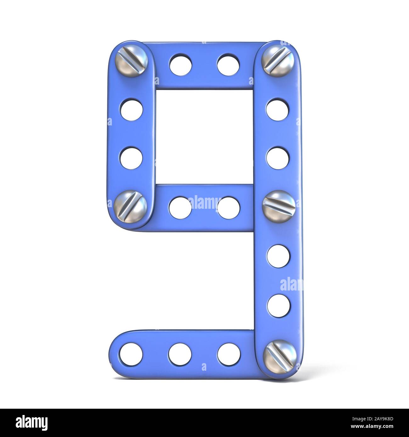 Blue metal constructor toy Number 9 NINE 3D Stock Photo - Alamy