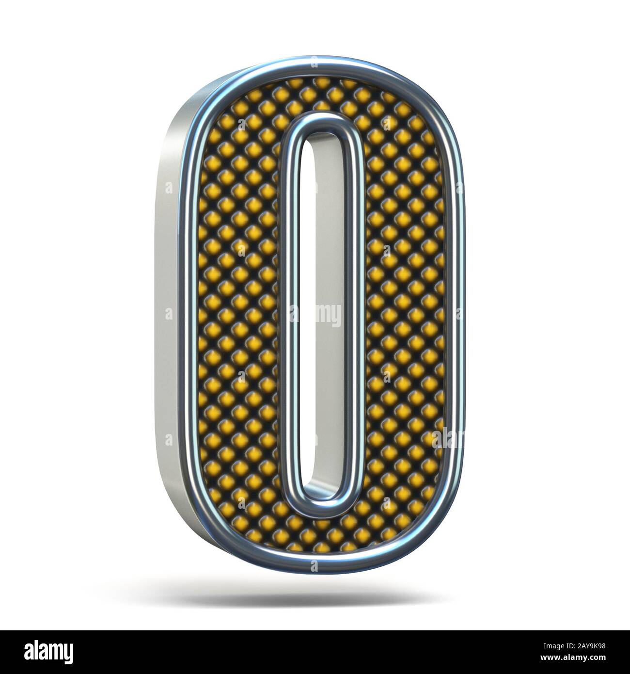 Chrome metal orange dotted font Number ZERO 0 3D Stock Photo - Alamy