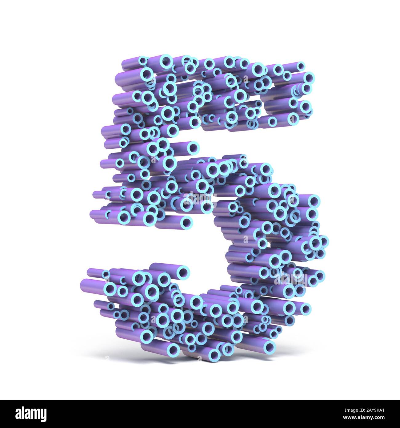 Purple blue font made of tubes NUMBER FIVE 5 3D Stock Photo - Alamy