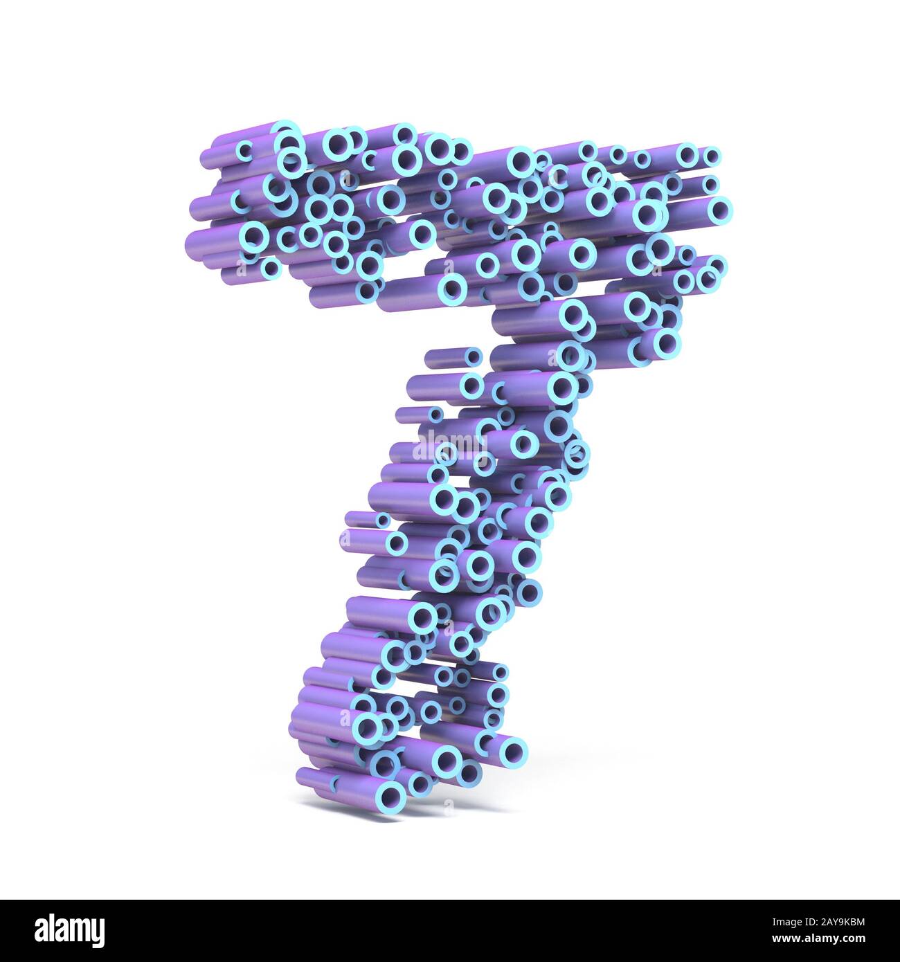 Purple blue font made of tubes NUMBER SEVEN 7 3D Stock Photo - Alamy