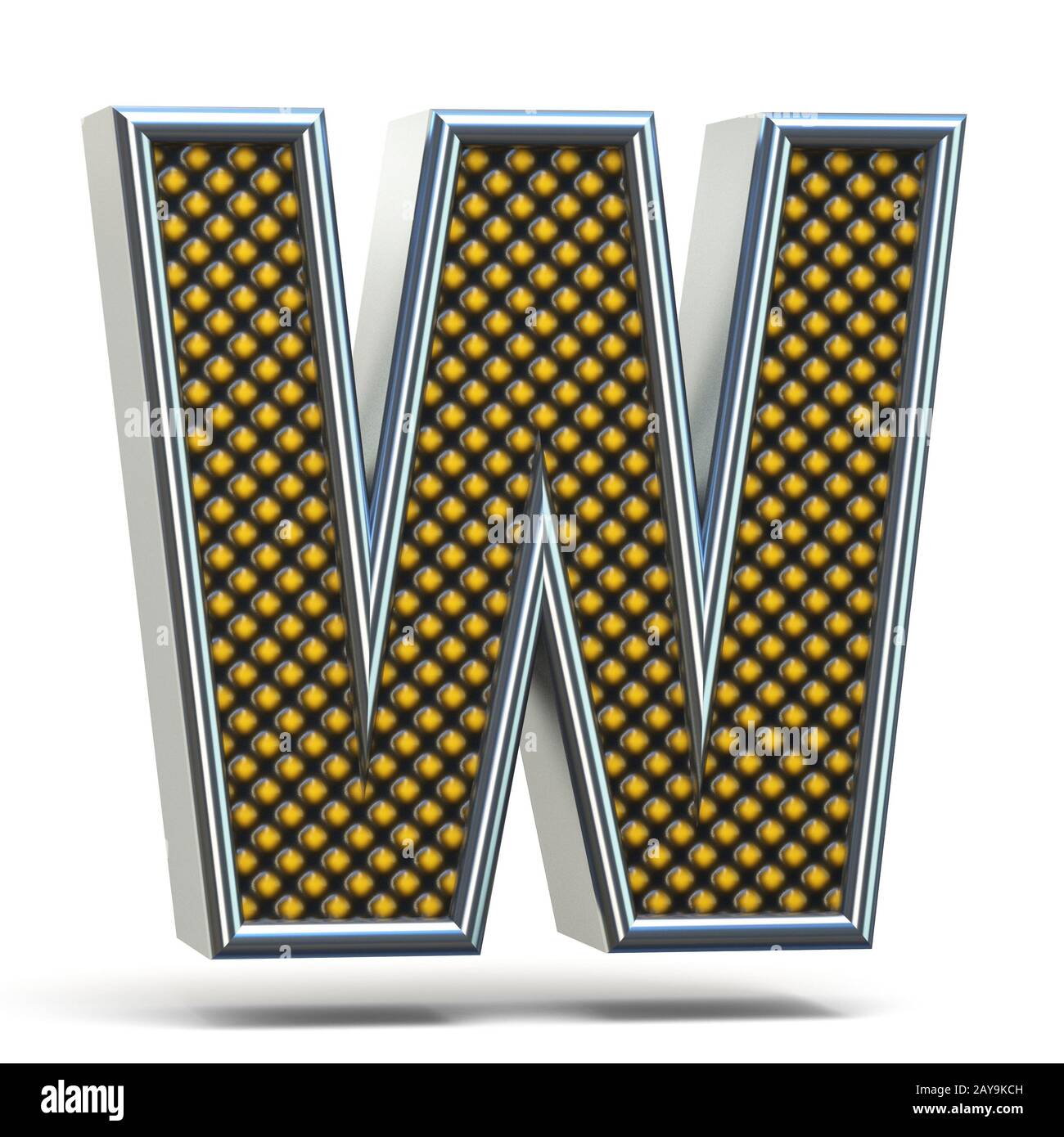 Chrome metal orange dotted font Letter W 3D Stock Photo - Alamy