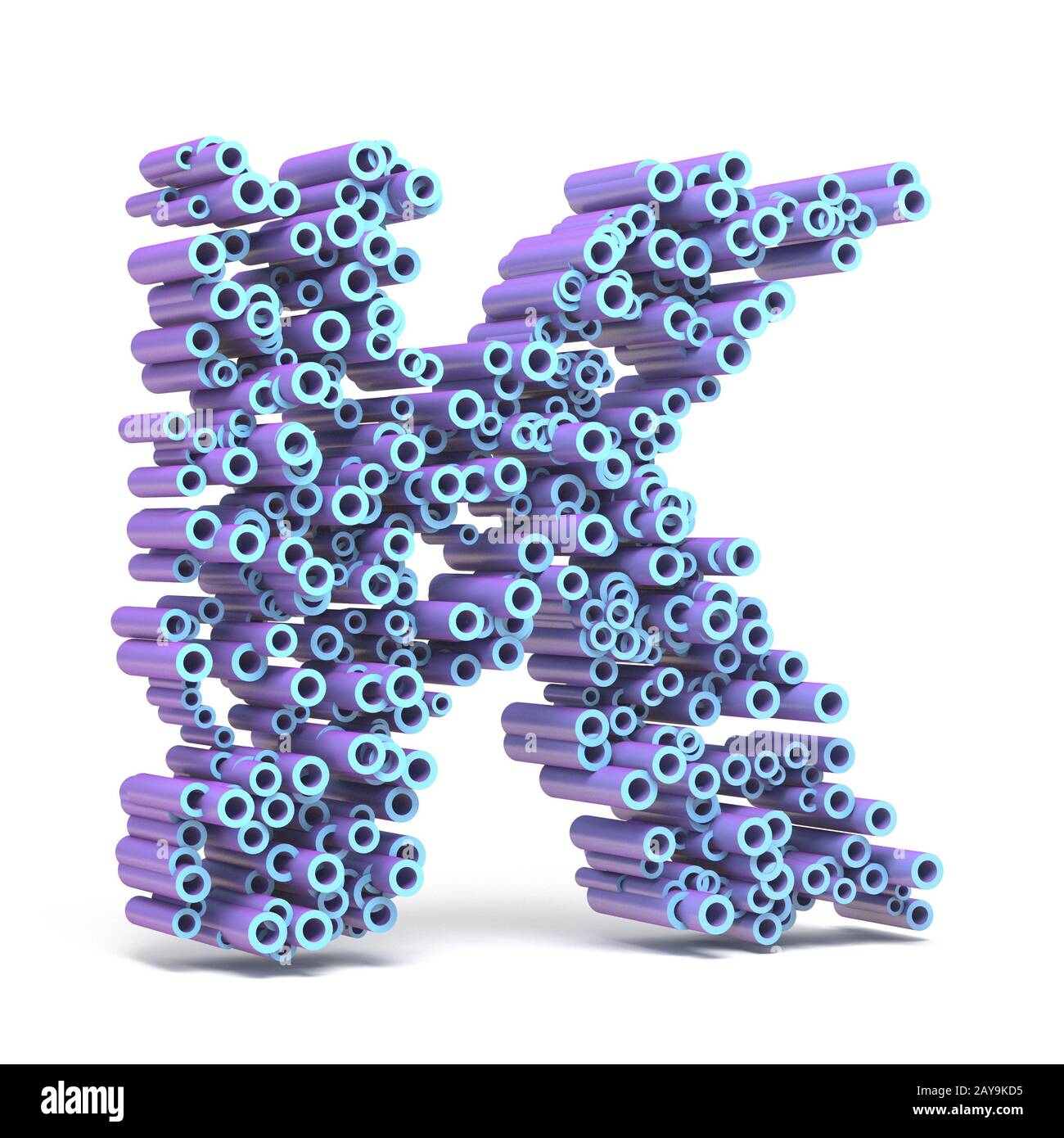 Purple blue font made of tubes LETTER K 3D Stock Photo - Alamy