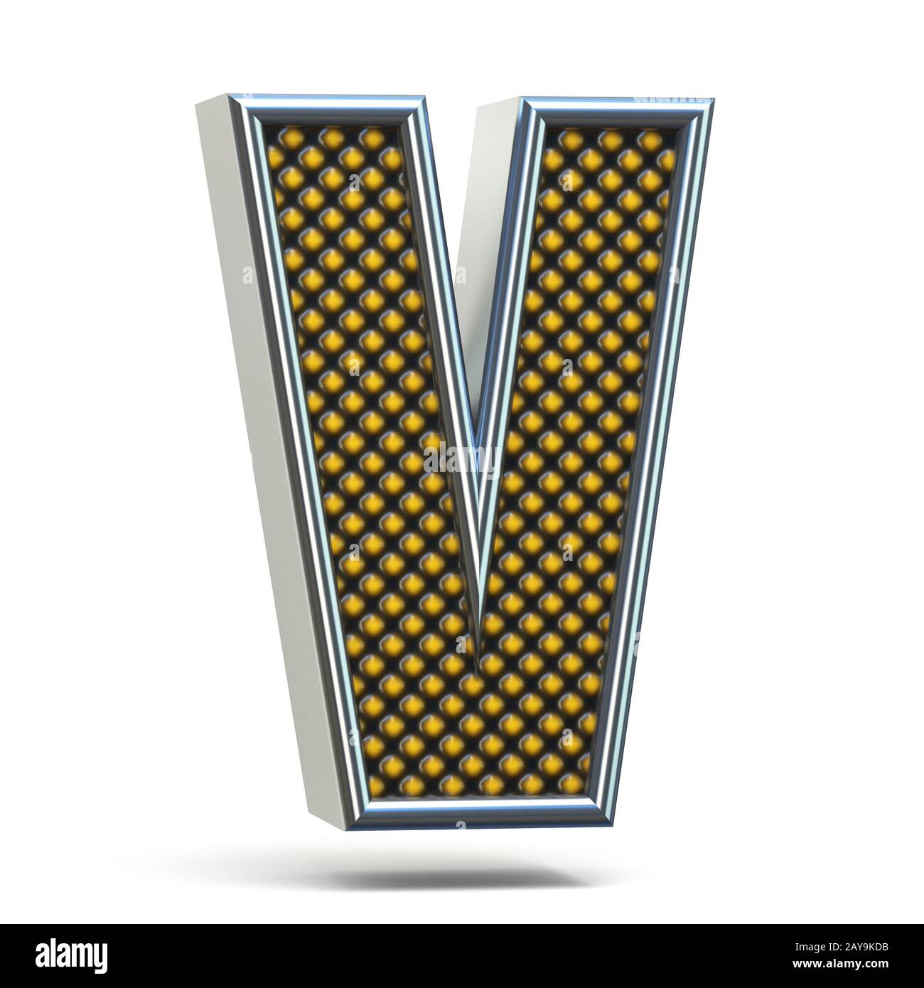 Chrome metal orange dotted font Letter V 3D Stock Photo - Alamy