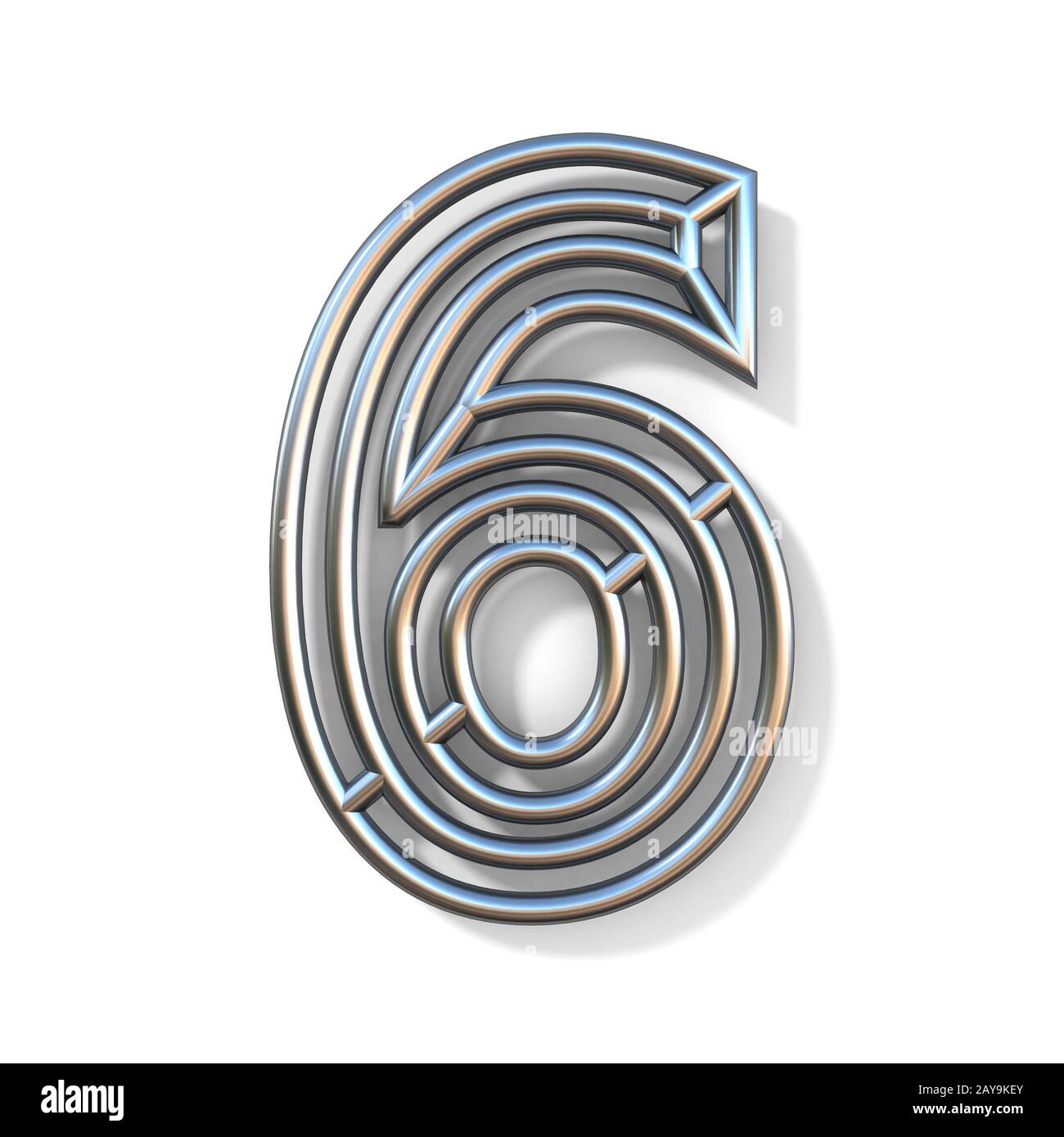 Wire outline font number 6 SIX 3D Stock Photo - Alamy