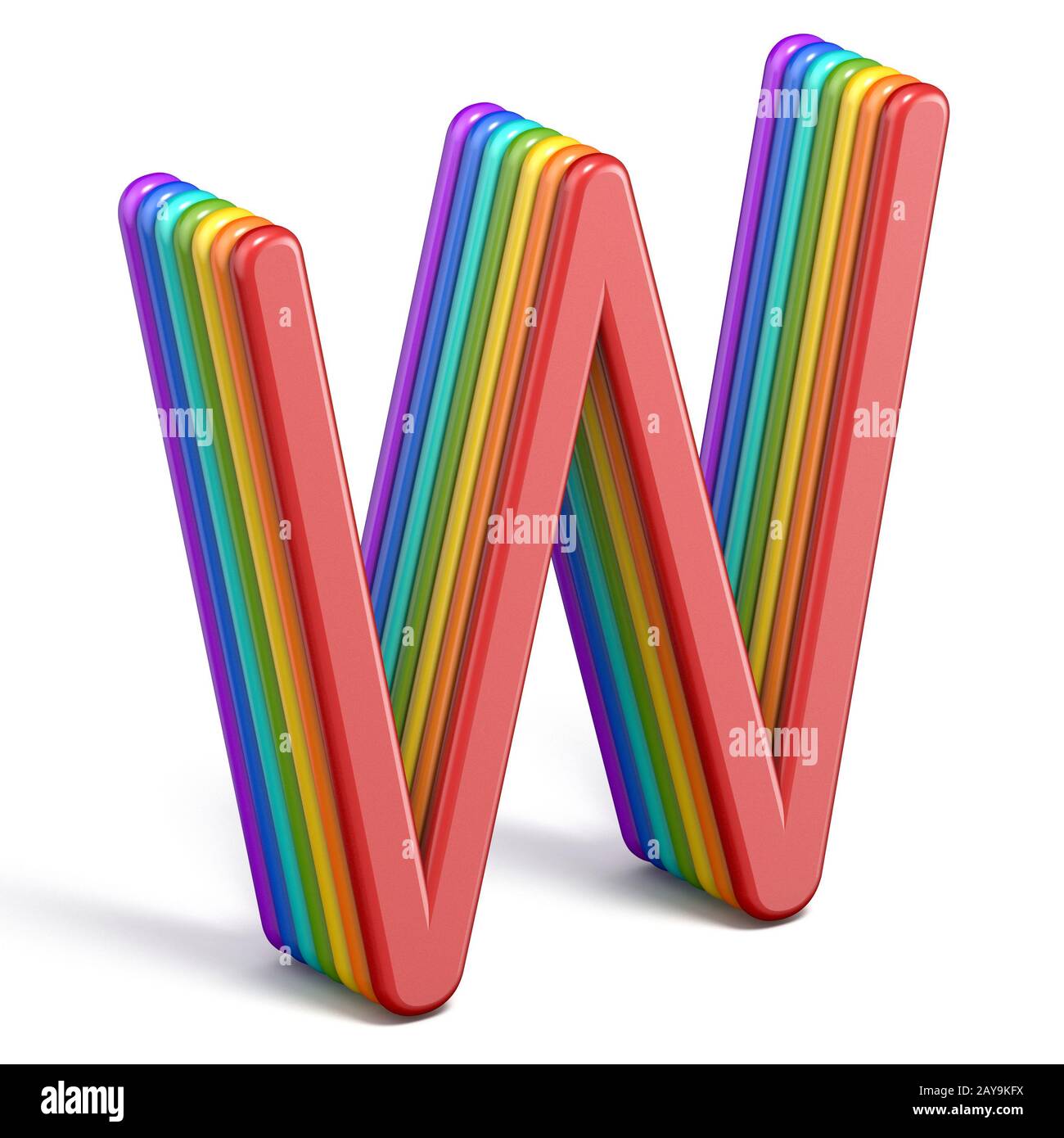 Rainbow font letter W 3D Stock Photo - Alamy