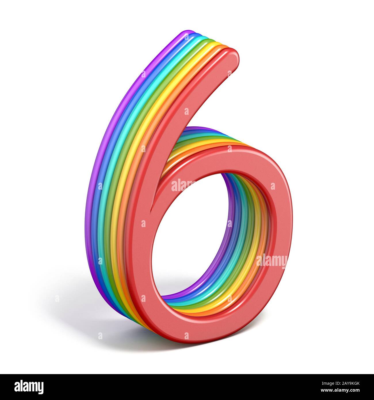 Rainbow font number 6 SIX 3D Stock Photo - Alamy