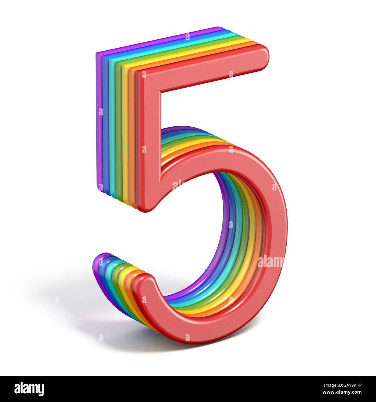 Rainbow font number 5 FIVE 3D Stock Photo - Alamy