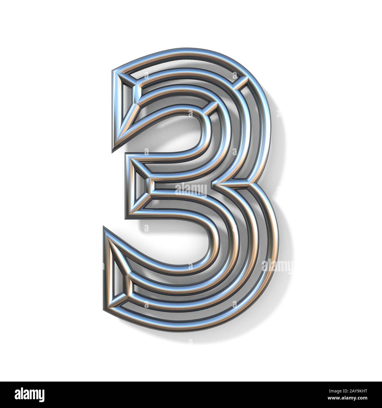 Wire outline font number 3 THREE 3D Stock Photo - Alamy