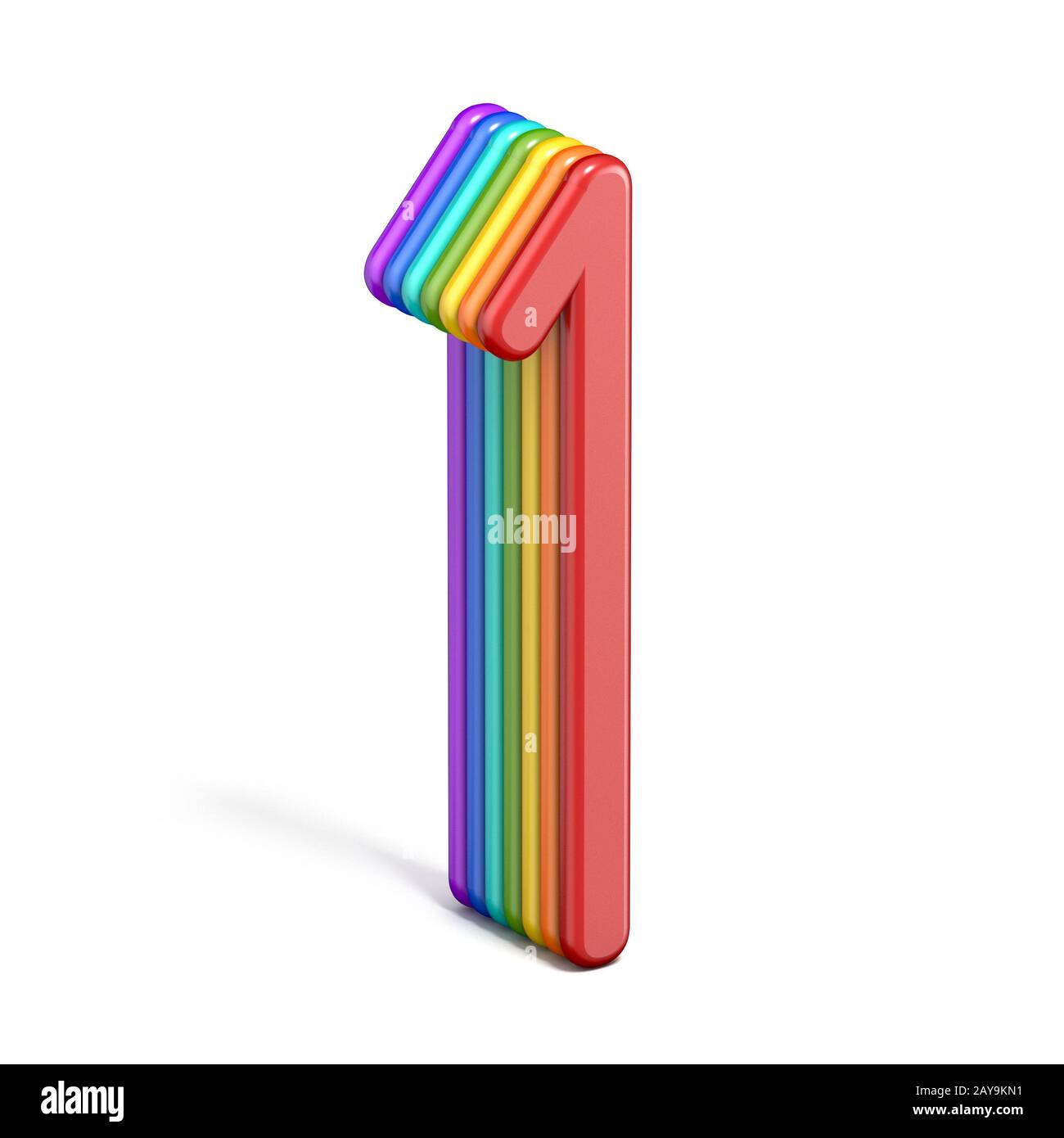 Rainbow font number 1 ONE 3D Stock Photo - Alamy