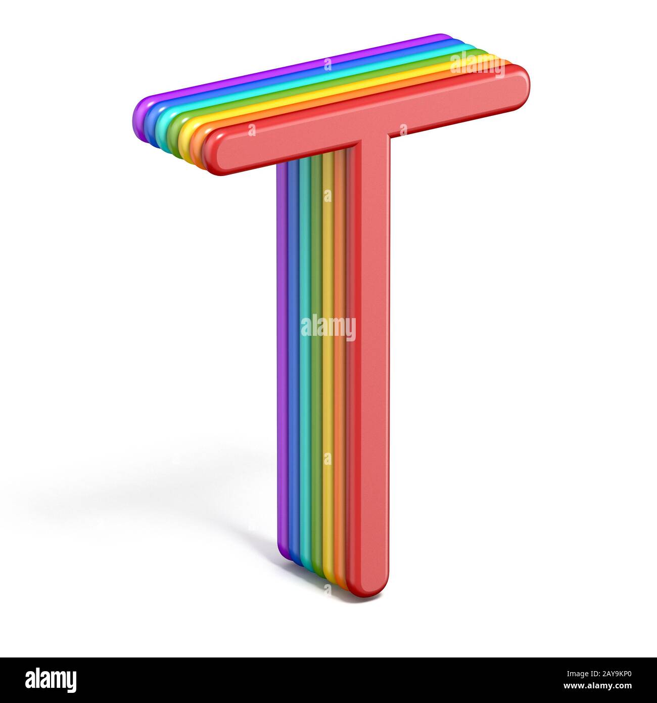 Rainbow font letter T 3D Stock Photo - Alamy
