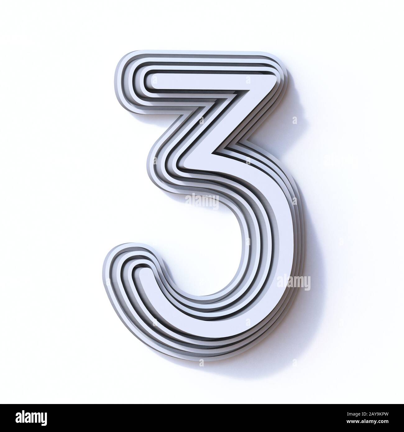 Three steps font number 3 THREE 3D Stock Photo - Alamy