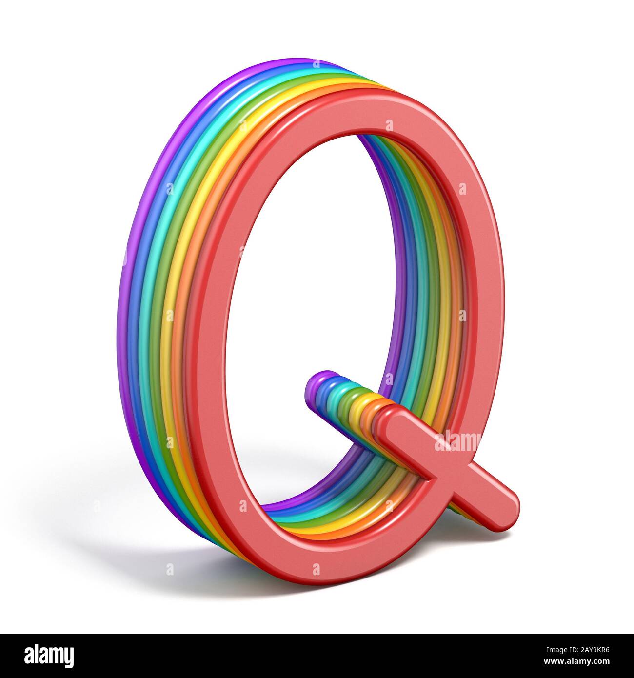 Rainbow font letter Q 3D Stock Photo - Alamy