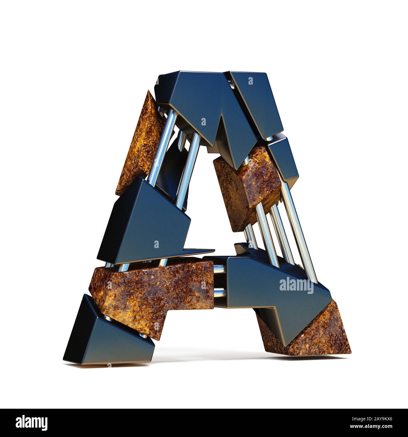 Black brown fracture font LETTER A 3D Stock Photo - Alamy