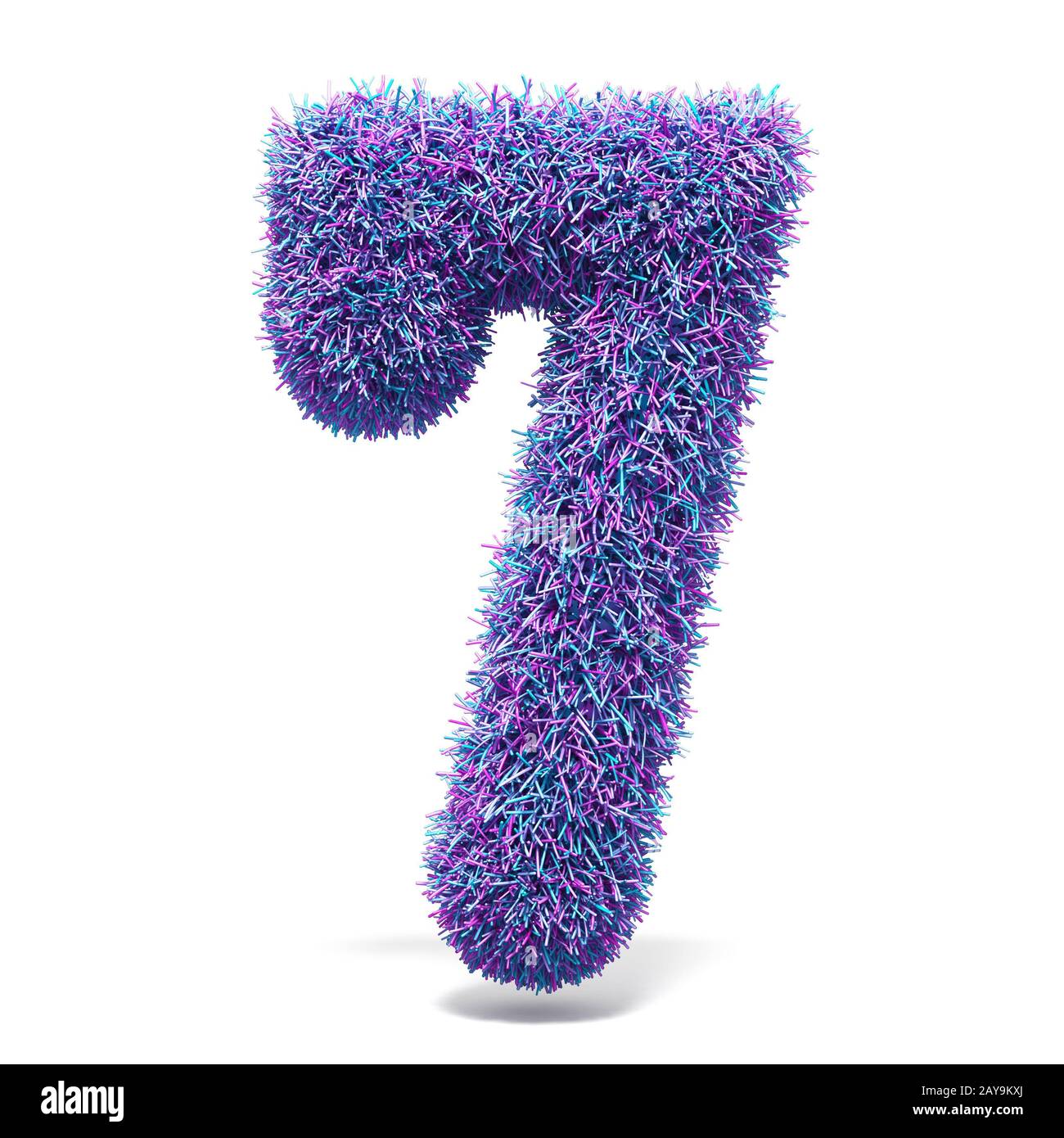 Purple faux fur number 7 SEVEN 3D Stock Photo - Alamy