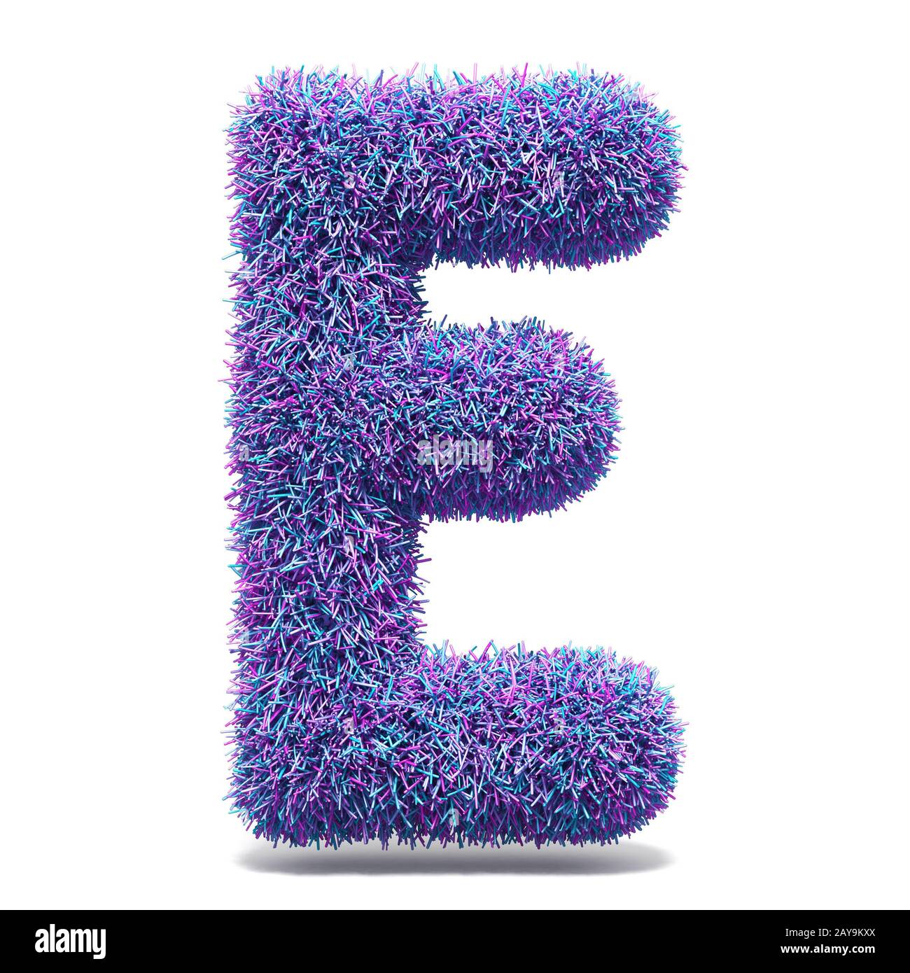 Purple faux fur LETTER E 3D illustration Stock Photo - Alamy