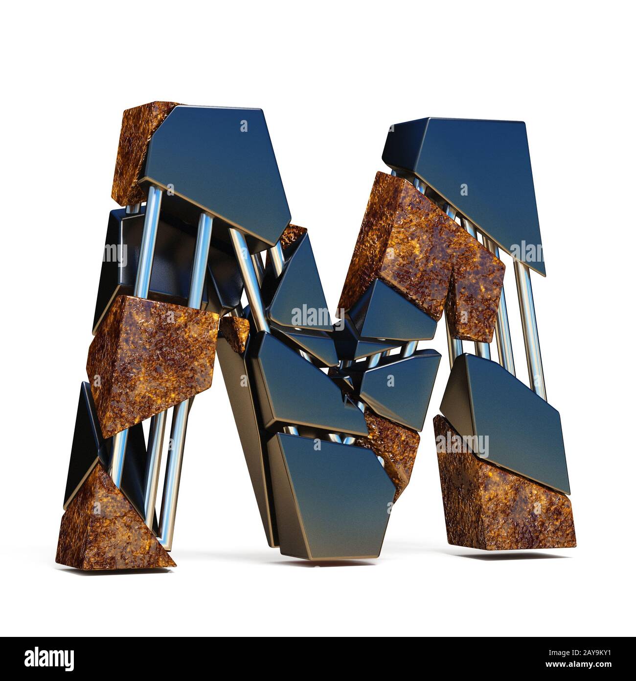 Black brown fracture font LETTER M 3D Stock Photo - Alamy