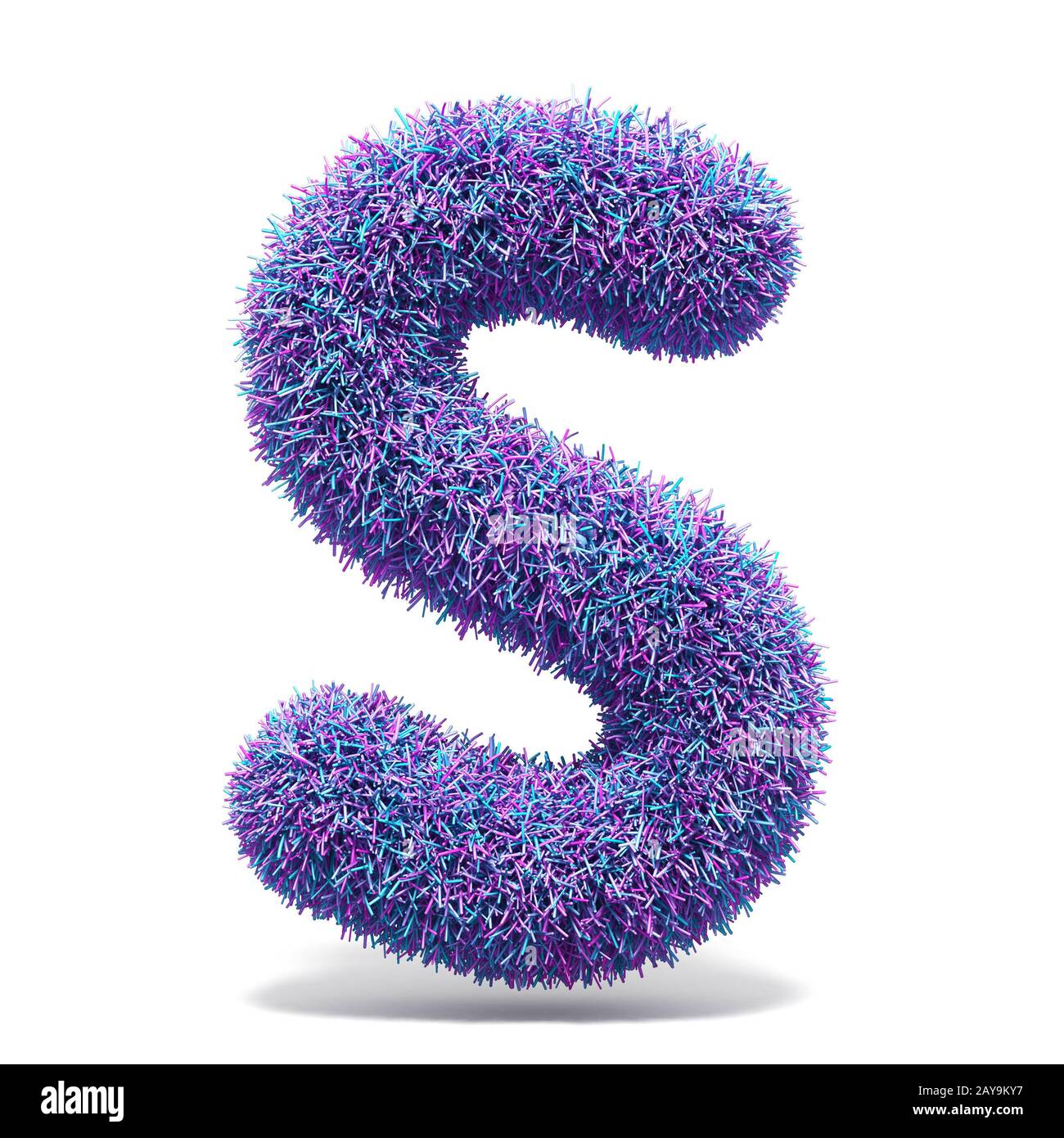 Purple faux fur LETTER S 3D illustration Stock Photo - Alamy