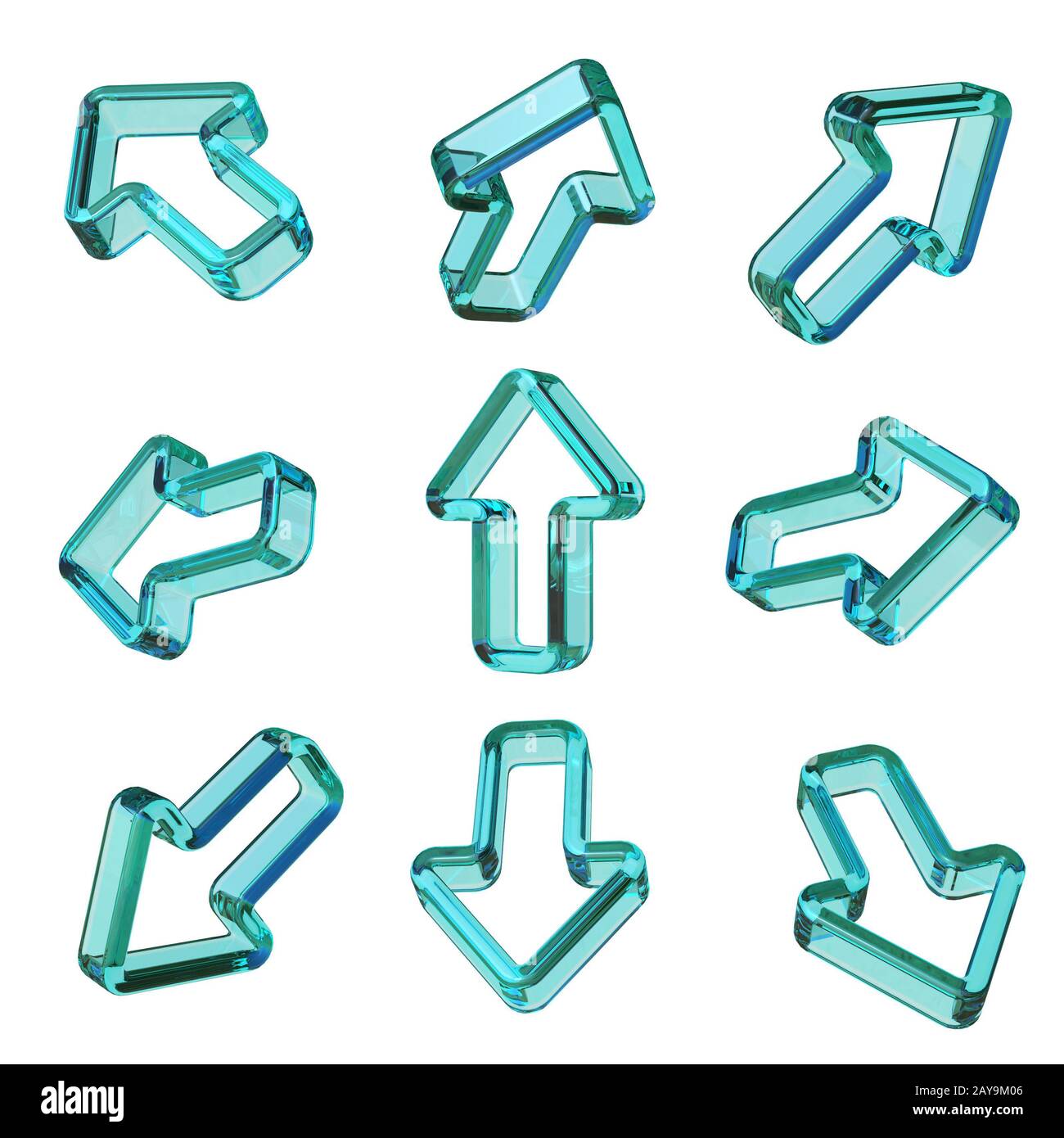 Green transparent dimensional arrows 3D Stock Photo - Alamy