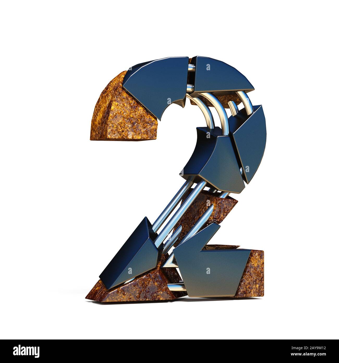 Black brown fracture font number 2 TWO 3D Stock Photo - Alamy