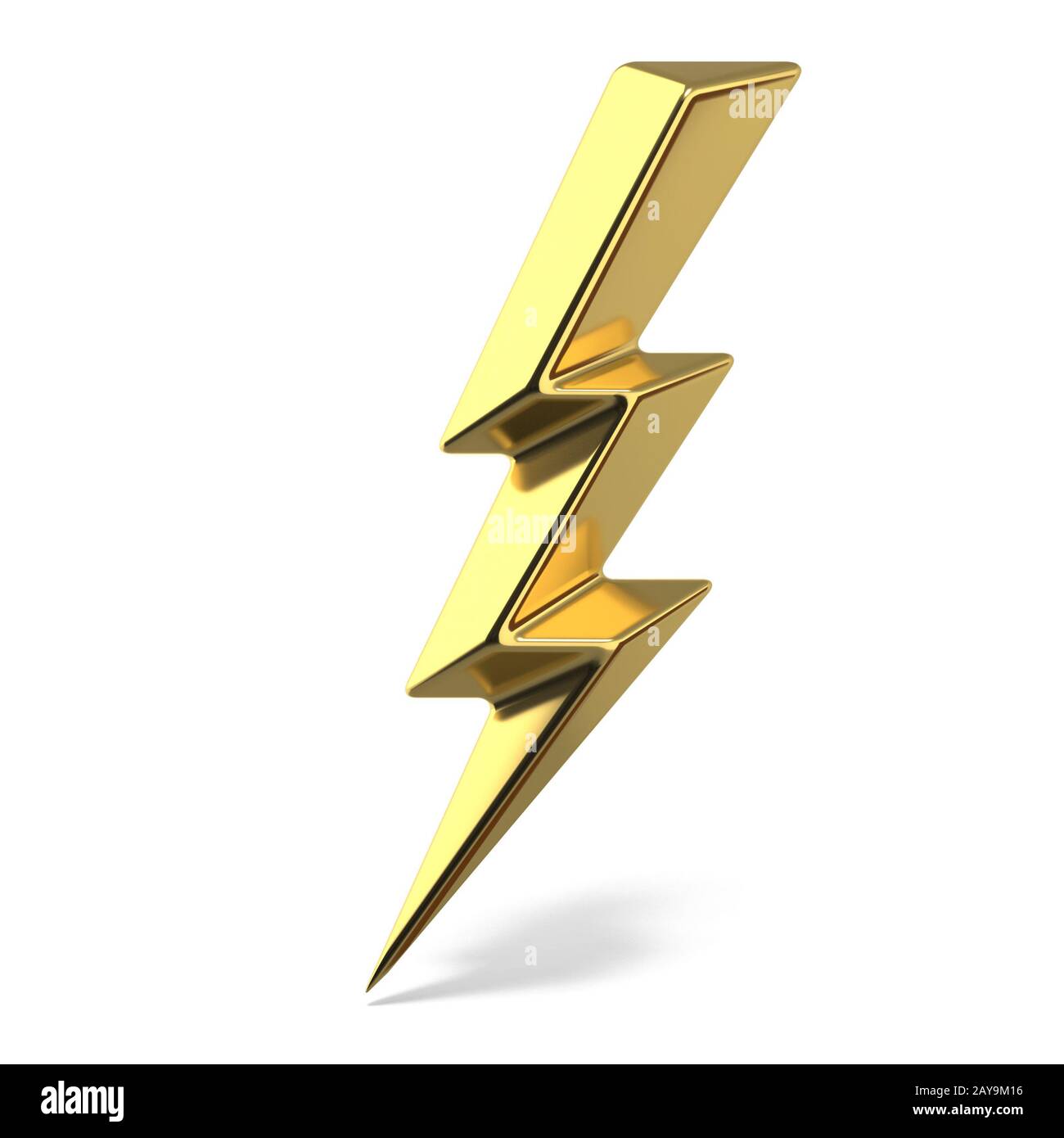 Golden lightning triple symbol one side sharp 3D Stock Photo - Alamy