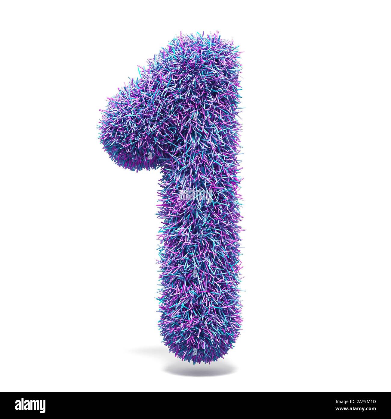 Purple faux fur number 1 ONE 3D Stock Photo - Alamy