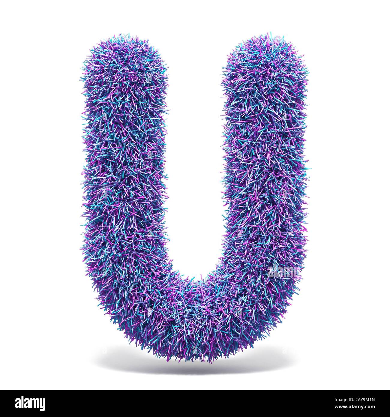 Purple faux fur LETTER U 3D illustration Stock Photo - Alamy