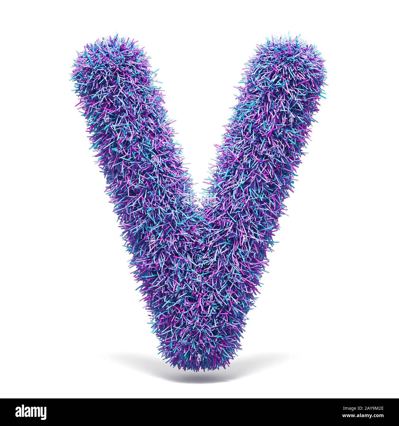 Purple faux fur LETTER V 3D illustration Stock Photo - Alamy