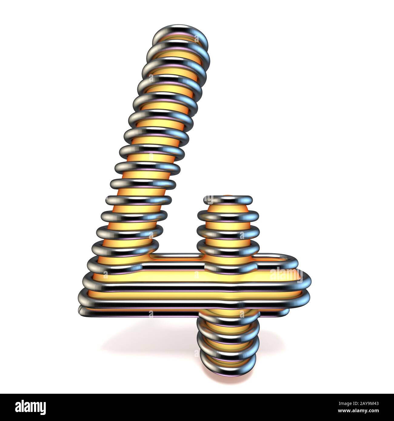 Orange yellow number 4 FOUR in metal cage 3D Stock Photo - Alamy