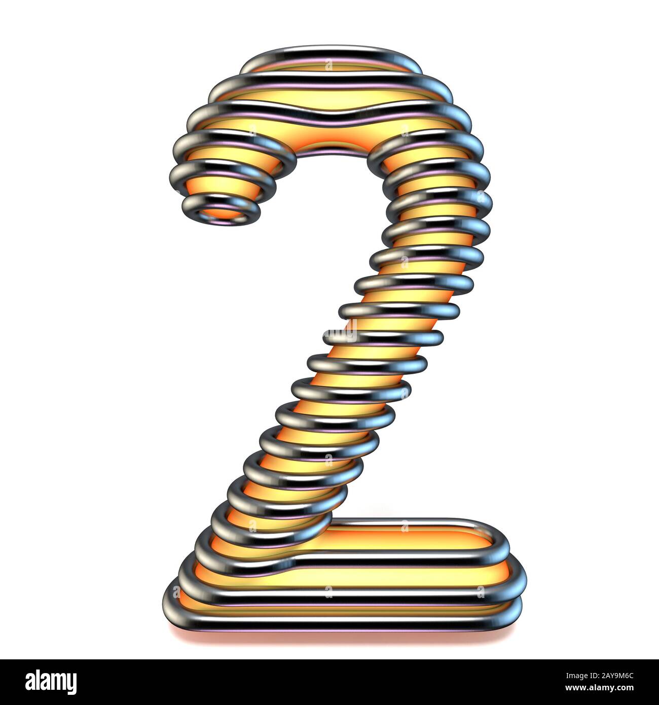 Orange yellow number 2 TWO in metal cage 3D Stock Photo - Alamy