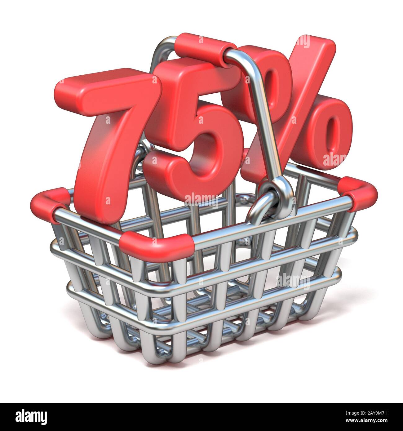Metal shopping basket 75 PERCENT sign 3D Stock Photo - Alamy