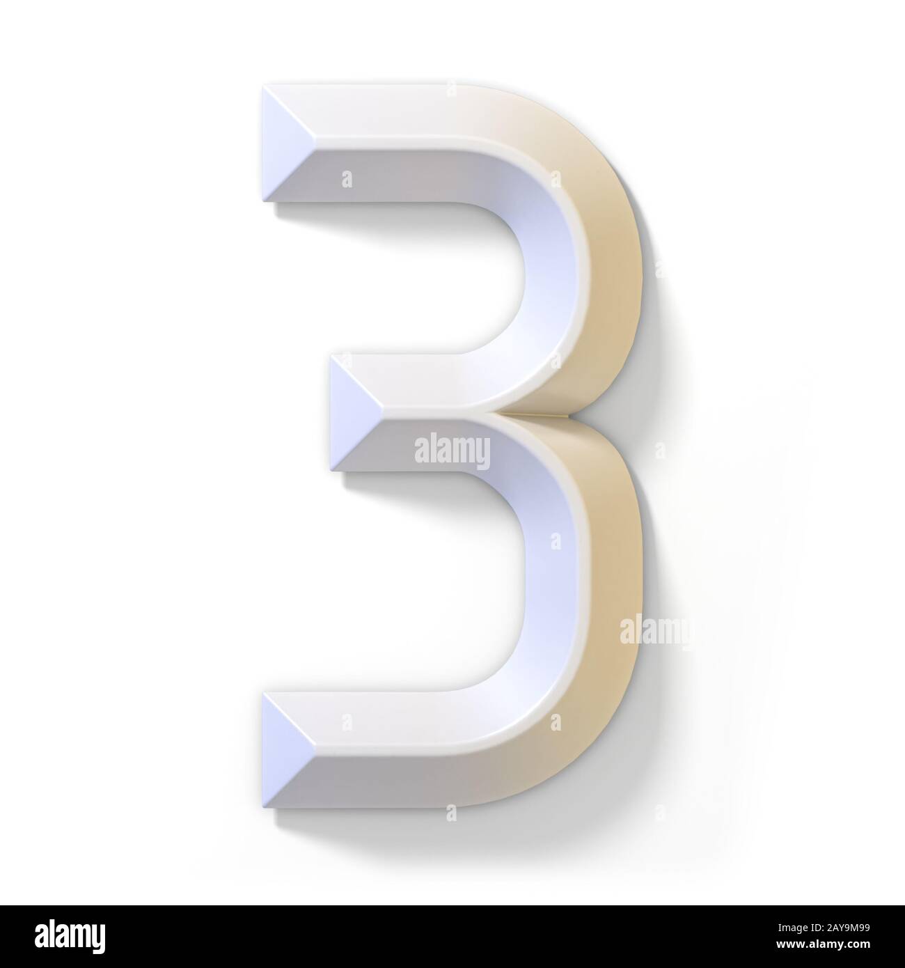 White dimensional font number 3 THREE 3D Stock Photo - Alamy