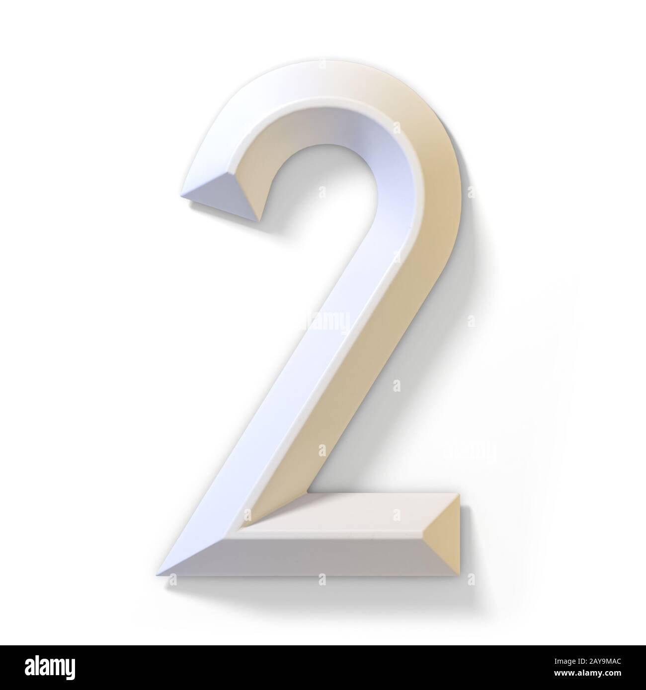 White dimensional font number 2 TWO 3D Stock Photo - Alamy