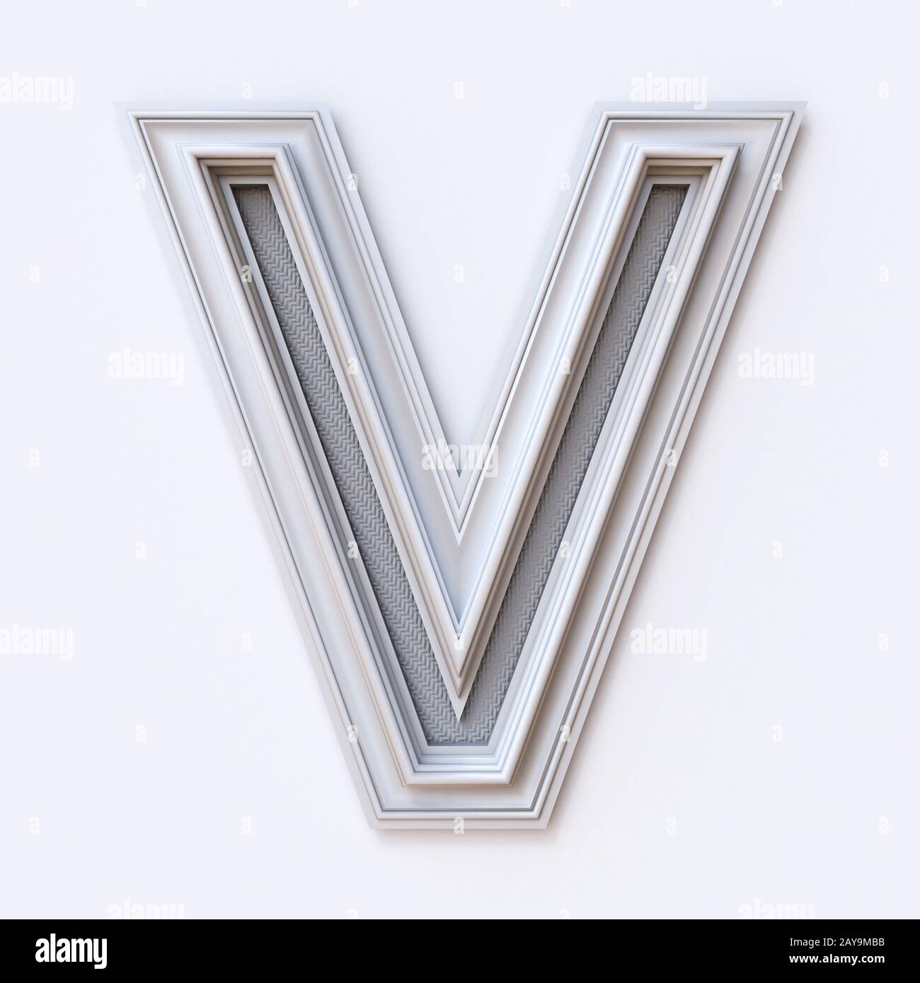 White picture frame font Letter V 3D Stock Photo - Alamy
