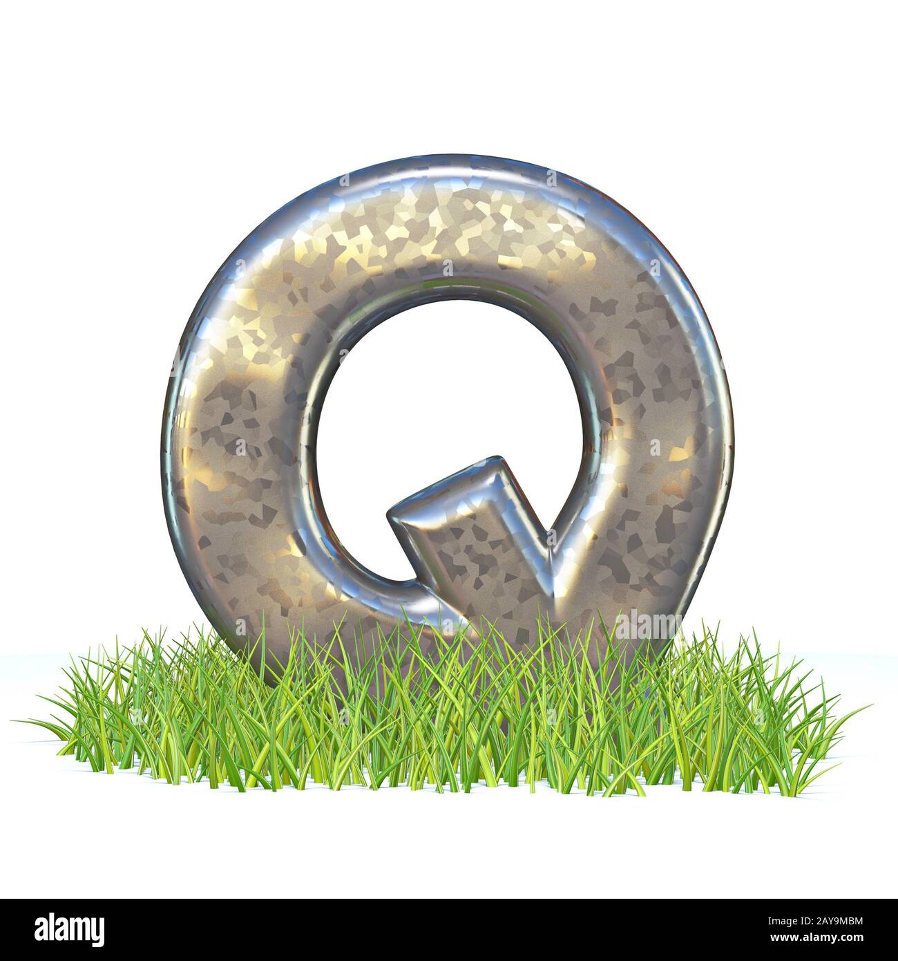 Galvanized metal font Letter Q in grass 3D Stock Photo - Alamy