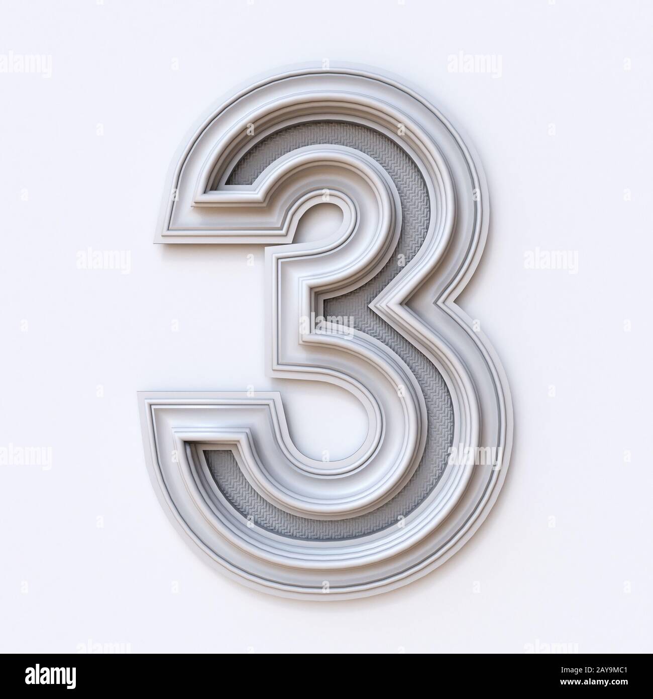 White picture frame font Number 3 THREE 3D Stock Photo - Alamy