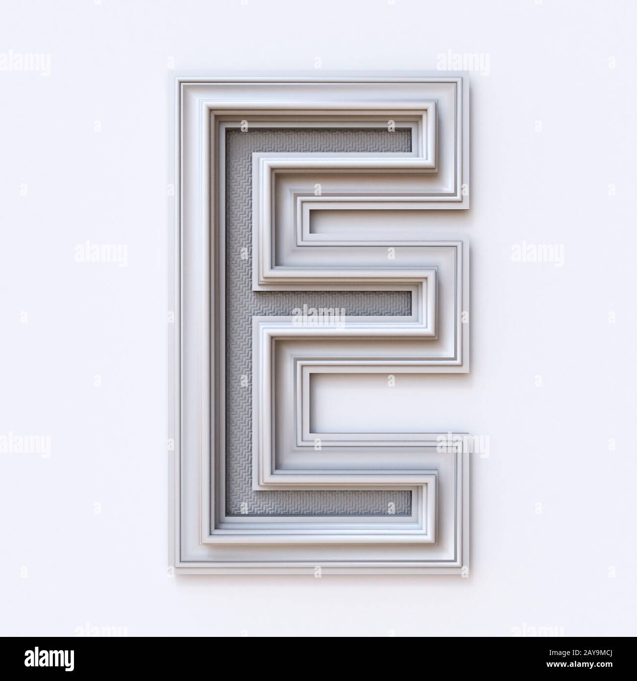 White picture frame font Letter E 3D Stock Photo - Alamy