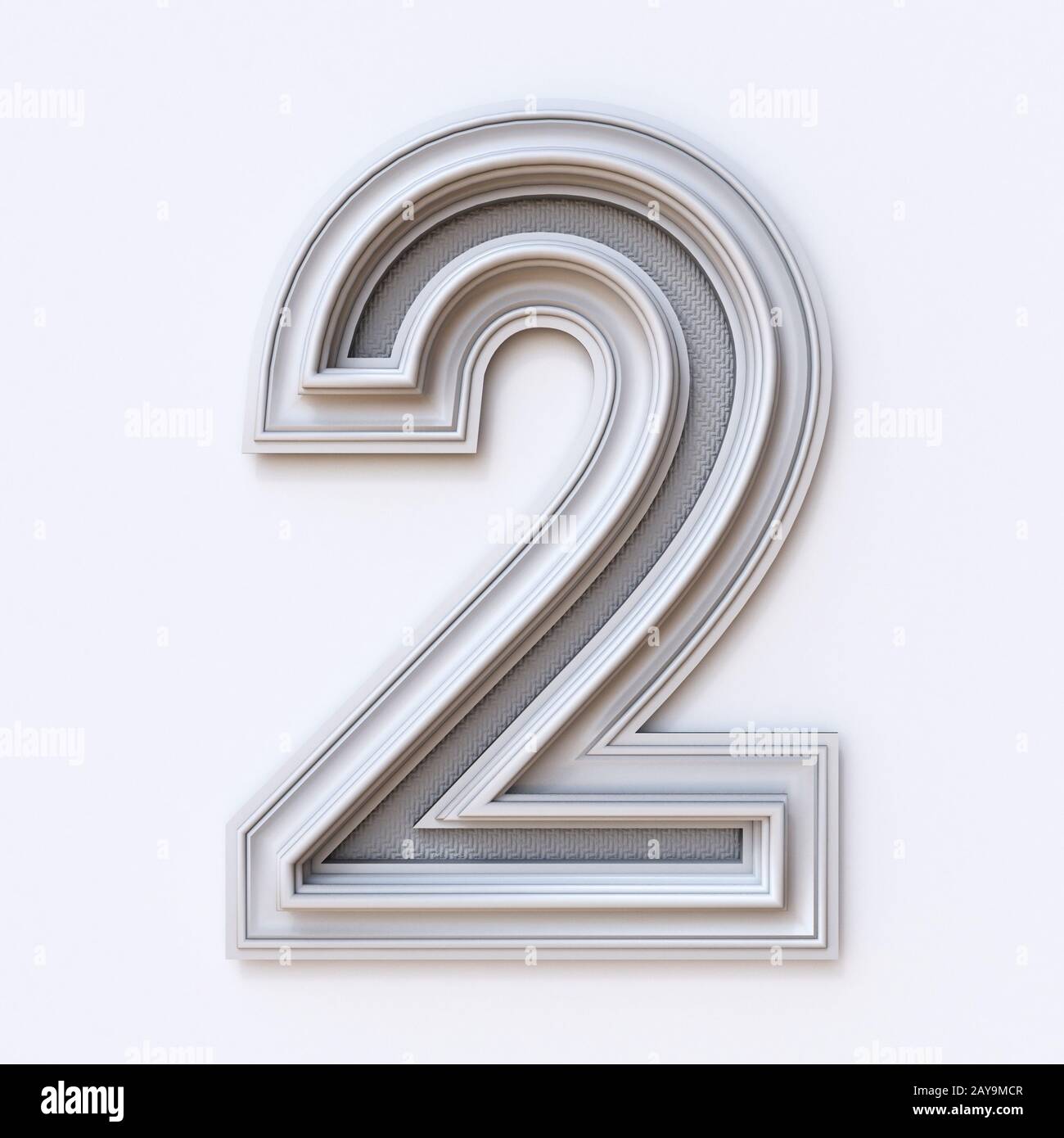 White picture frame font Number 2 TWO 3D Stock Photo - Alamy