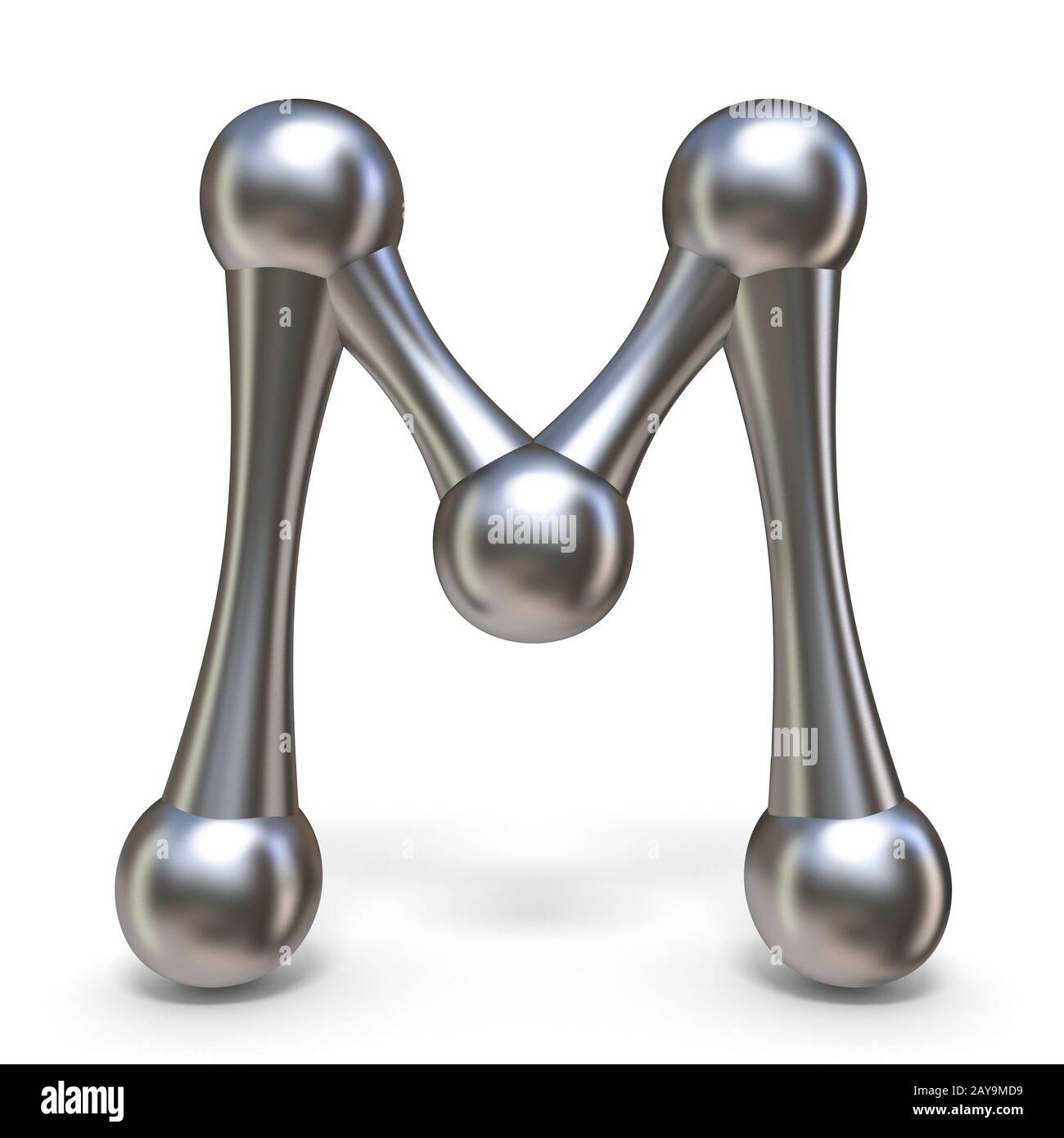Steel molecular font Letter M 3D Stock Photo - Alamy