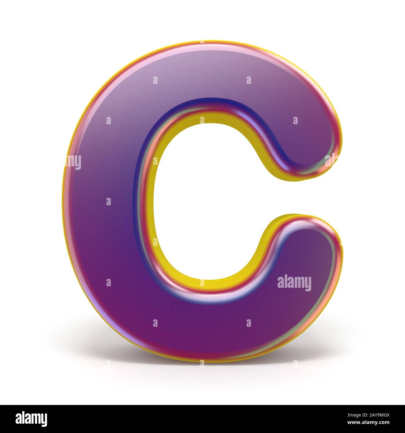 Letter C purple font yellow outlined 3D Stock Photo - Alamy