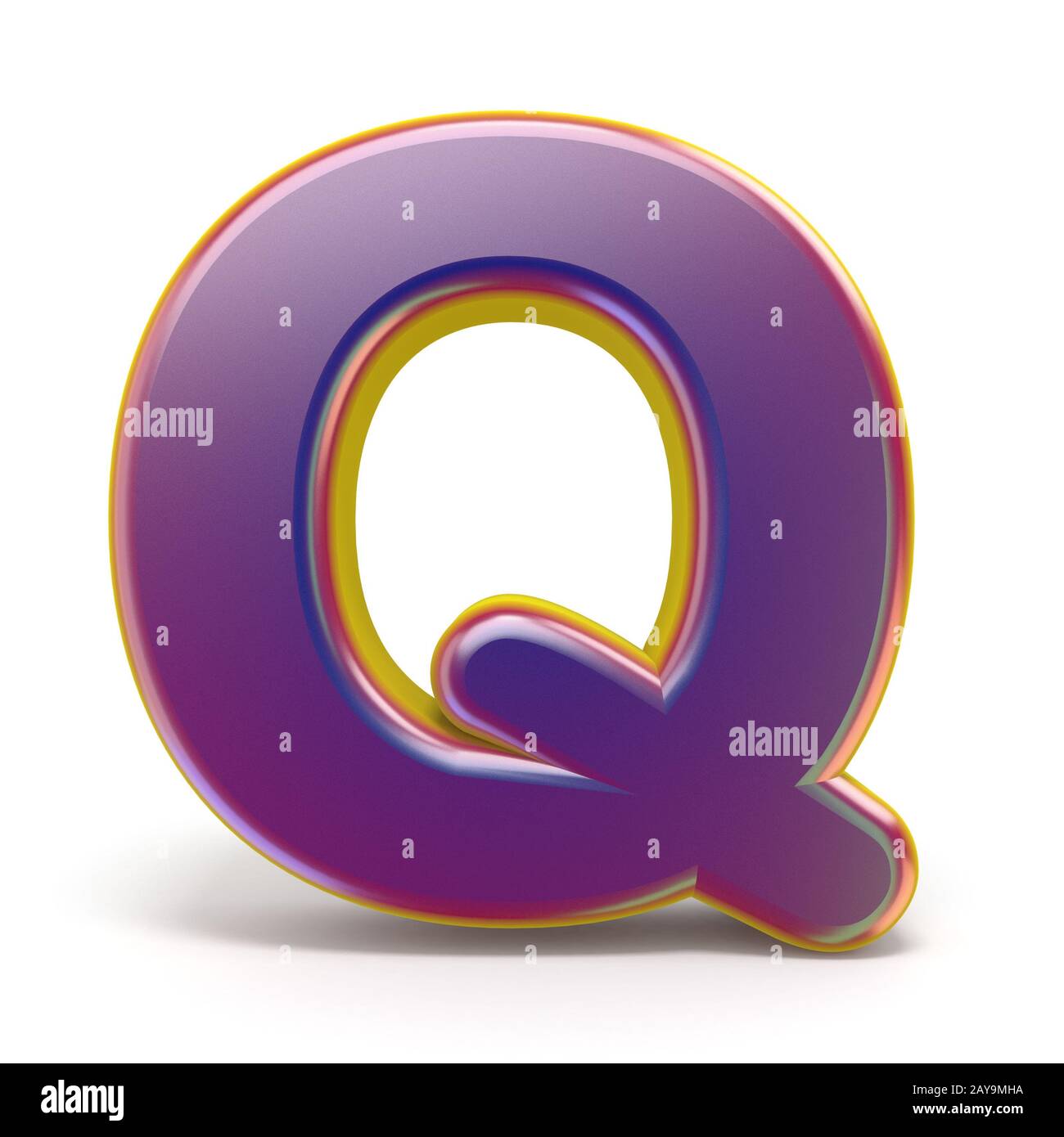 Letter Q purple font yellow outlined 3D Stock Photo - Alamy
