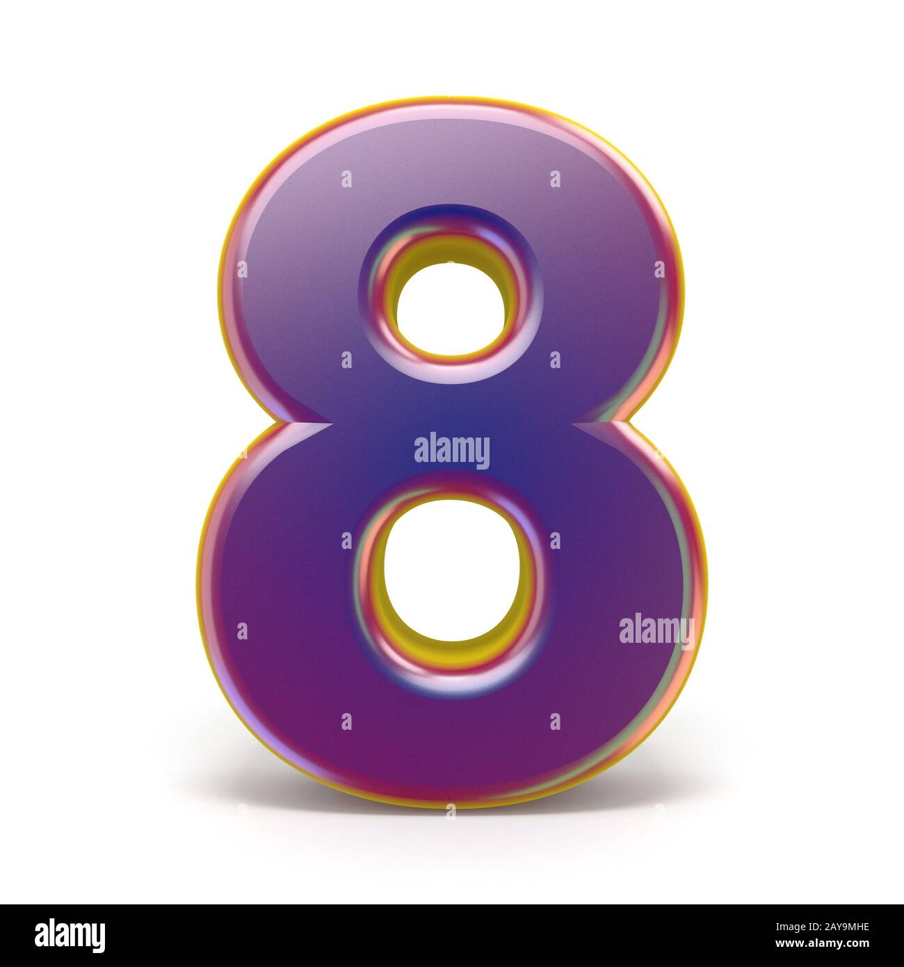 Number EIGHT 8 purple font yellow outlined 3D Stock Photo - Alamy