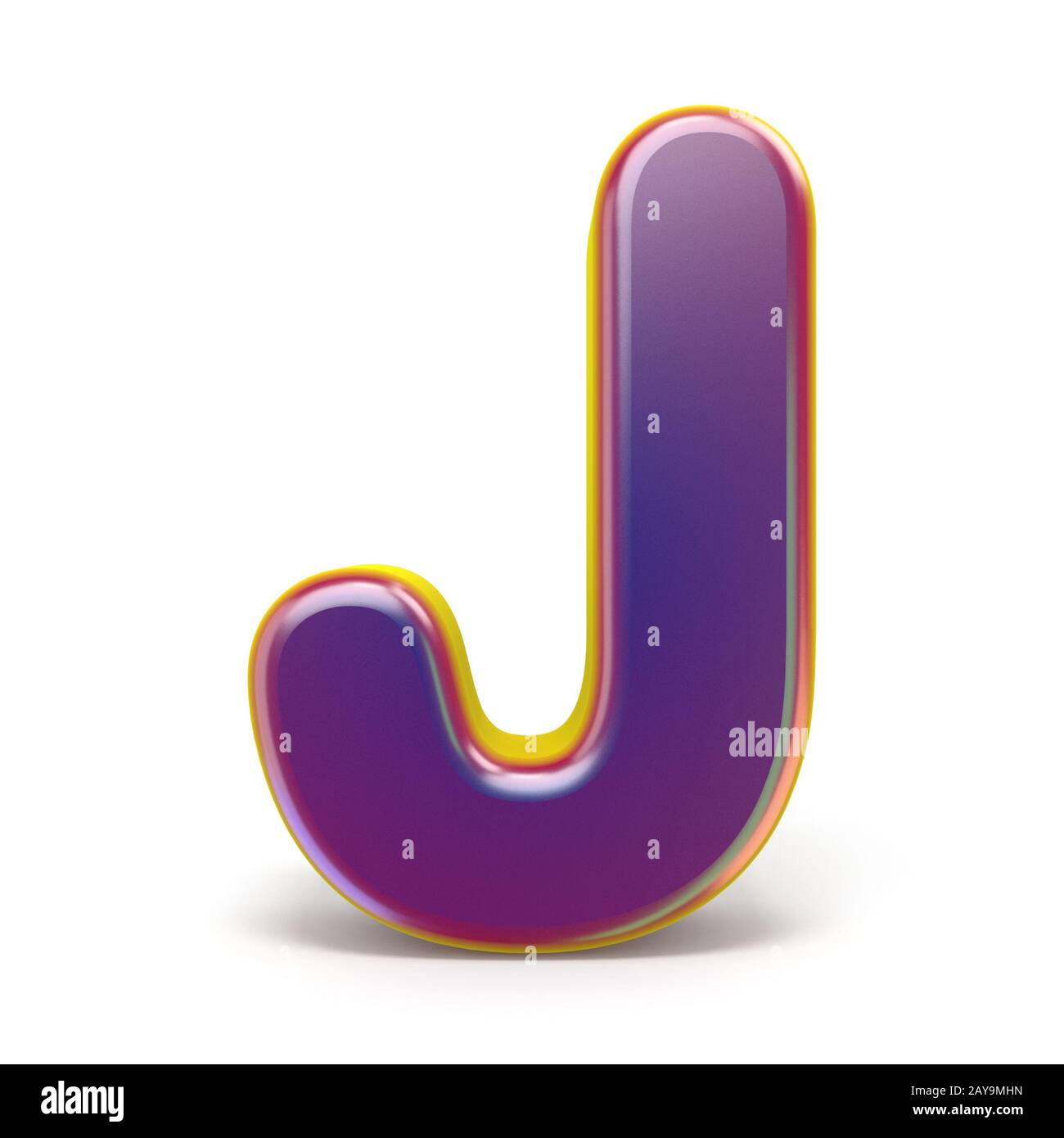 Letter J purple font yellow outlined 3D Stock Photo - Alamy