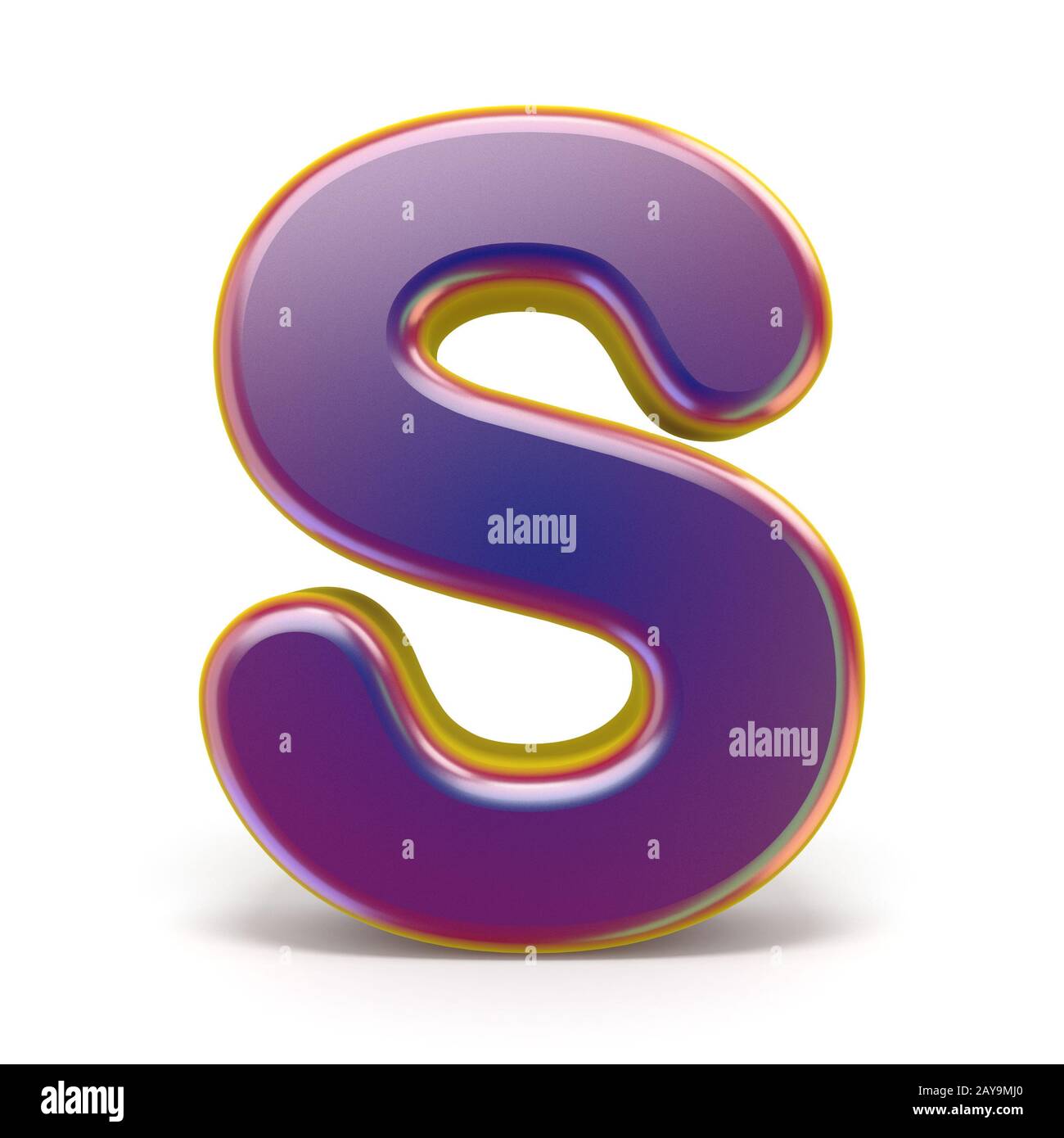 Letter S purple font yellow outlined 3D Stock Photo - Alamy