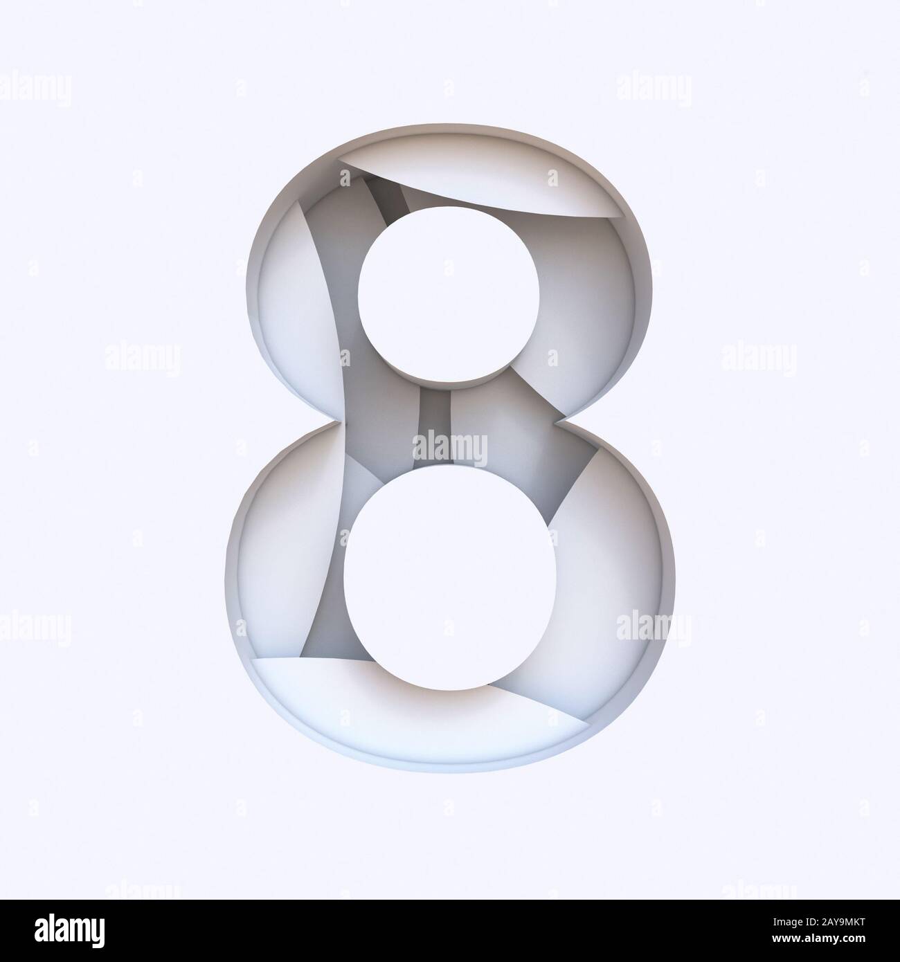 White abstract layers font Number 8 EIGHT 3D Stock Photo - Alamy