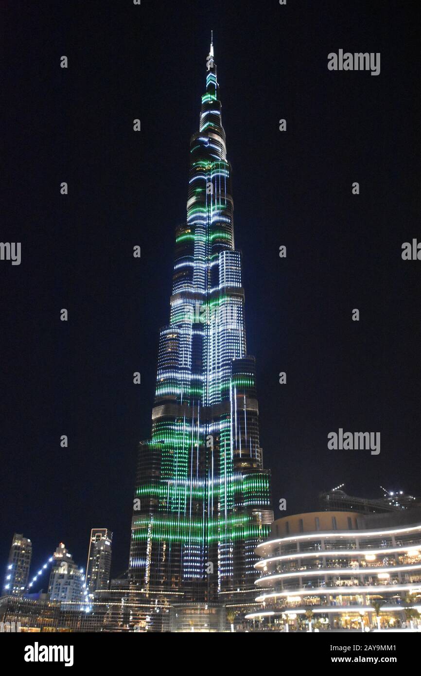 The LED lights show at Burj Khalifa in Dubai, UAE Stock Photo - Alamy