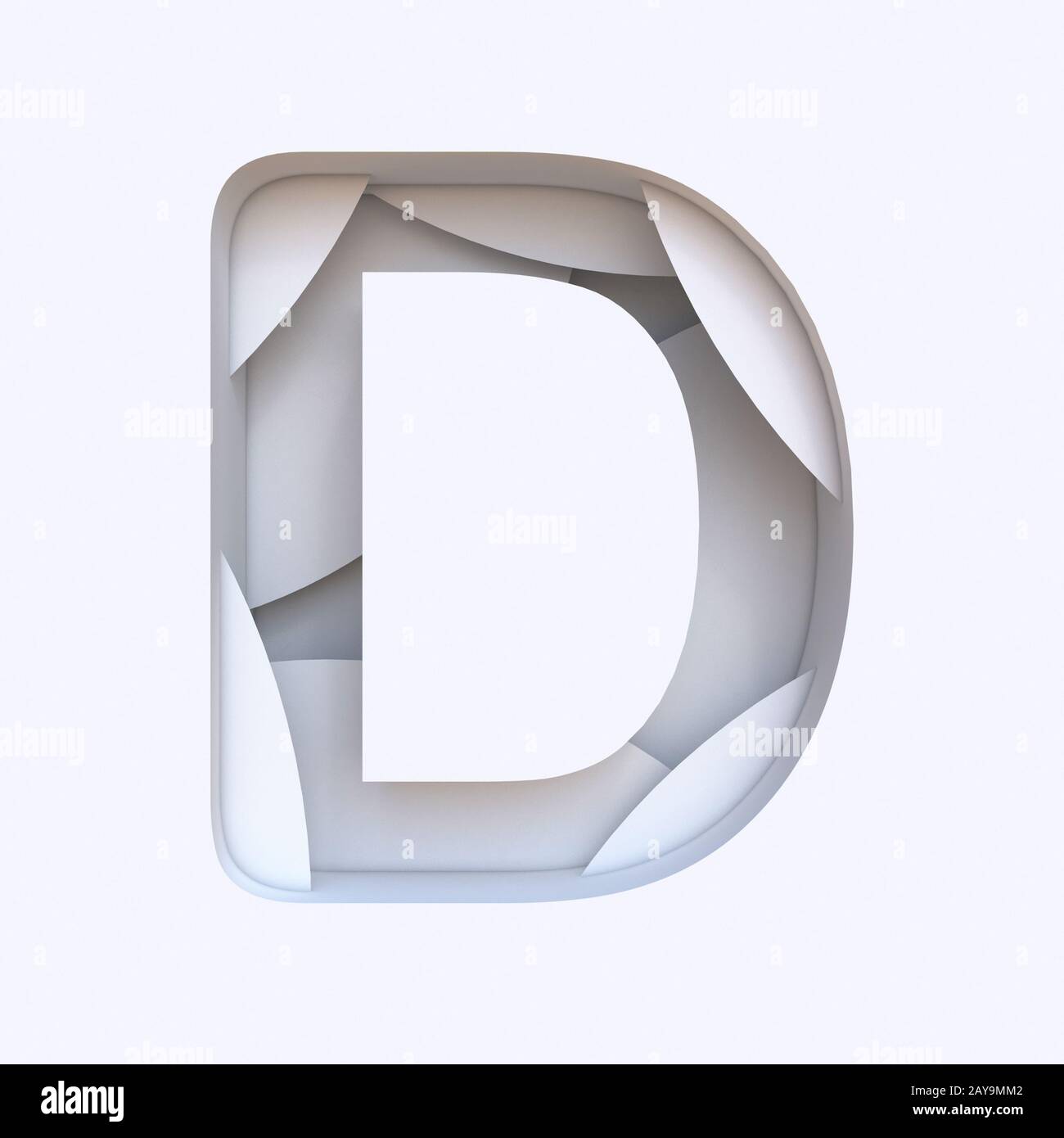 White abstract layers font Letter D 3D Stock Photo - Alamy