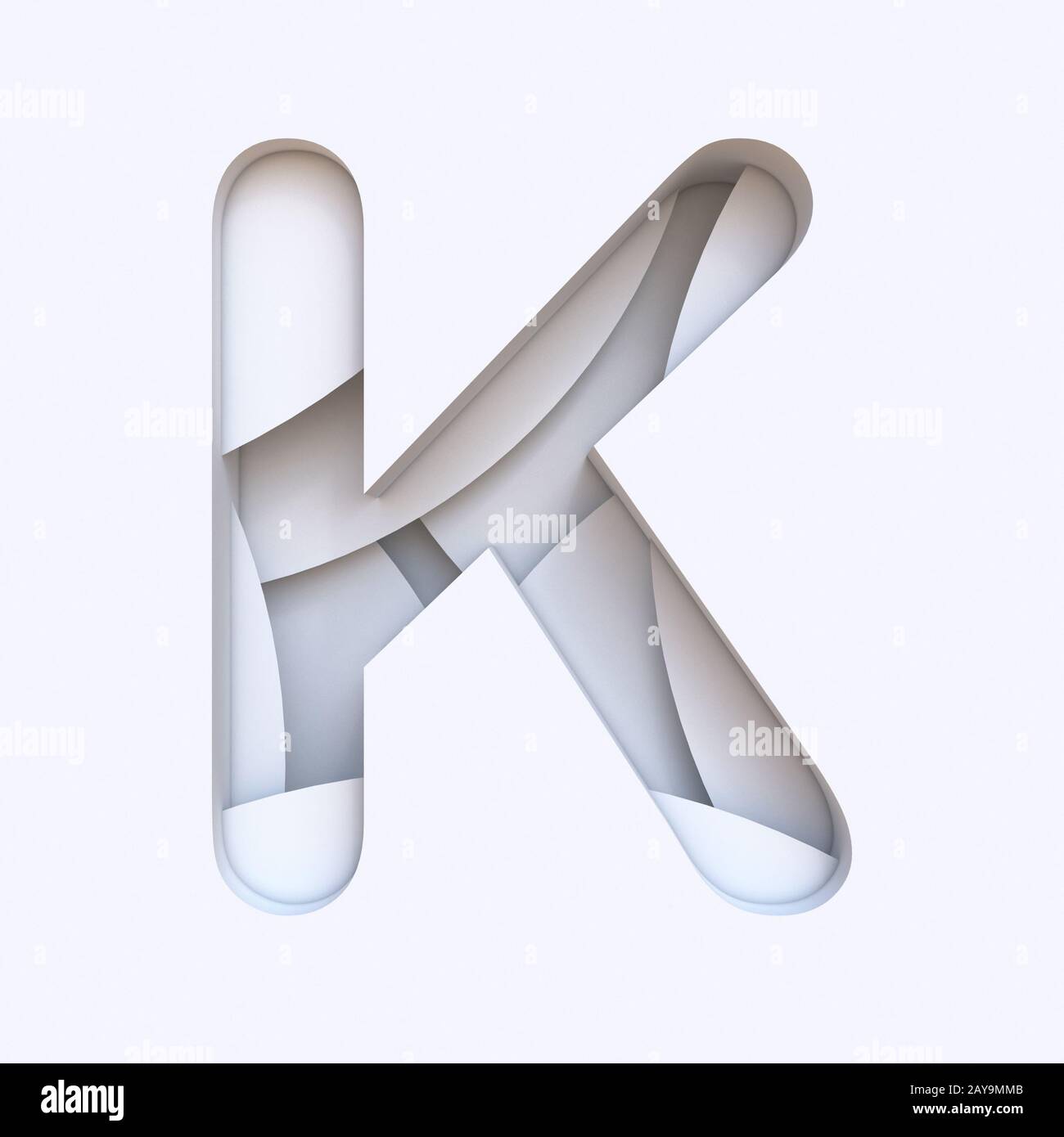 White abstract layers font Letter K 3D Stock Photo - Alamy